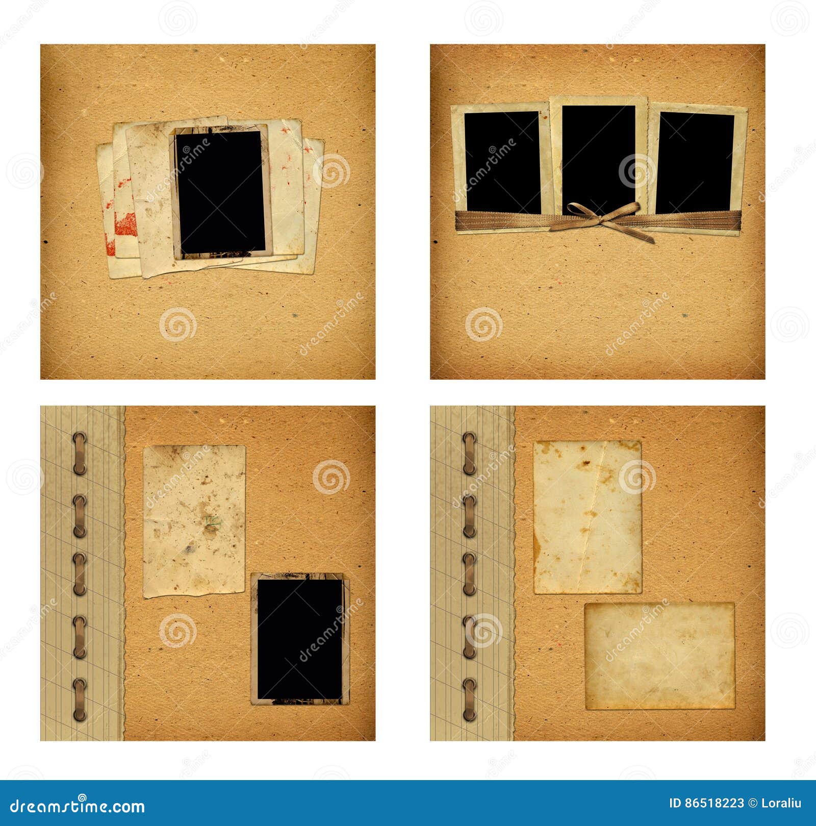 Set of Old Albums with Paper Vintage Frames Stock Image - Image of ...