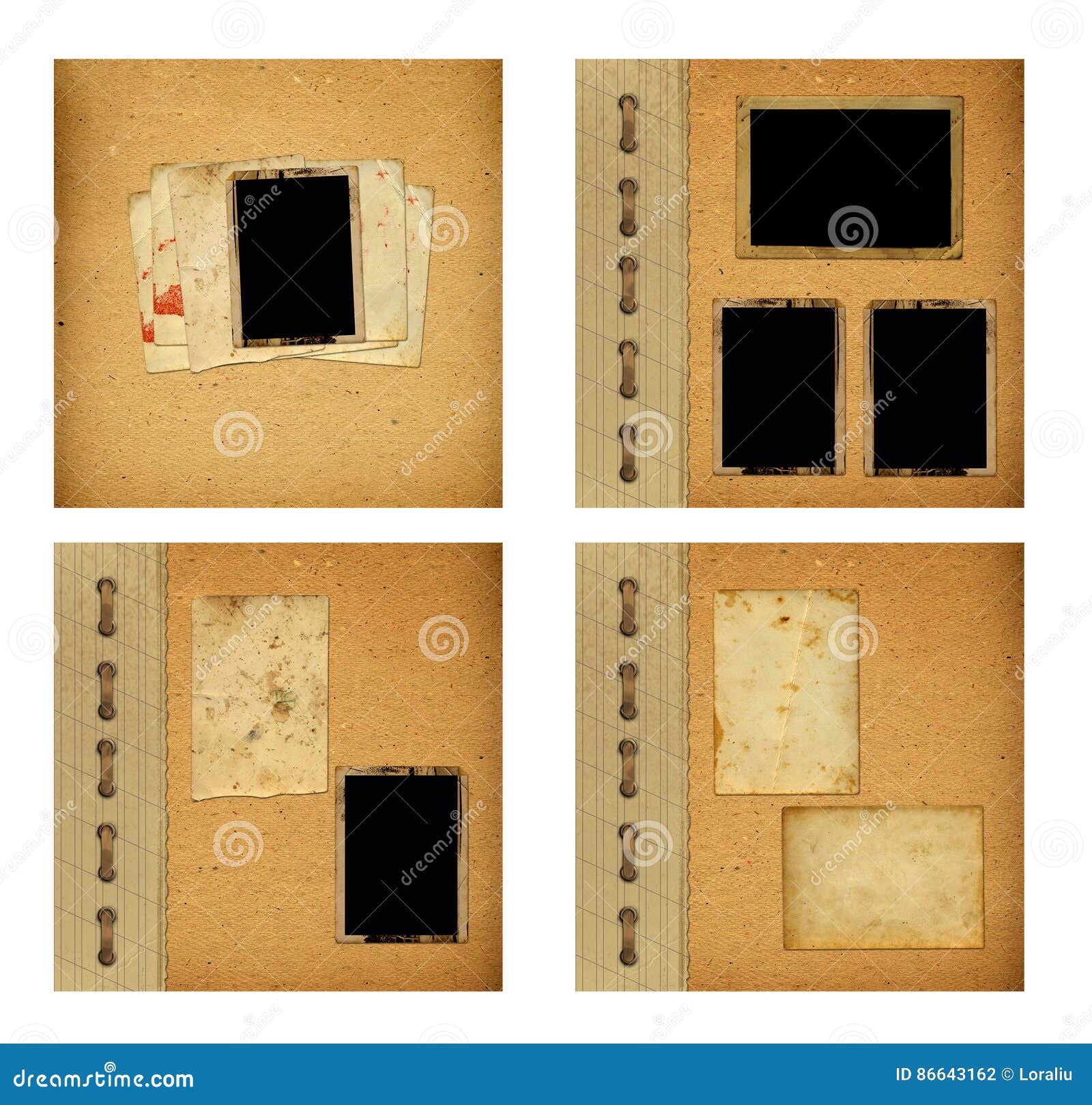 Set of Old Albums with Paper Vintage Frames Stock Photo - Image of ...