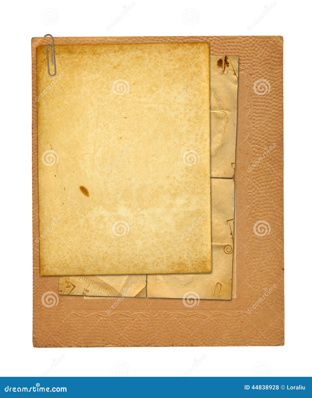 Set Of Old Archival Papers And Vintage Postcard Isolated Stock Photo ...