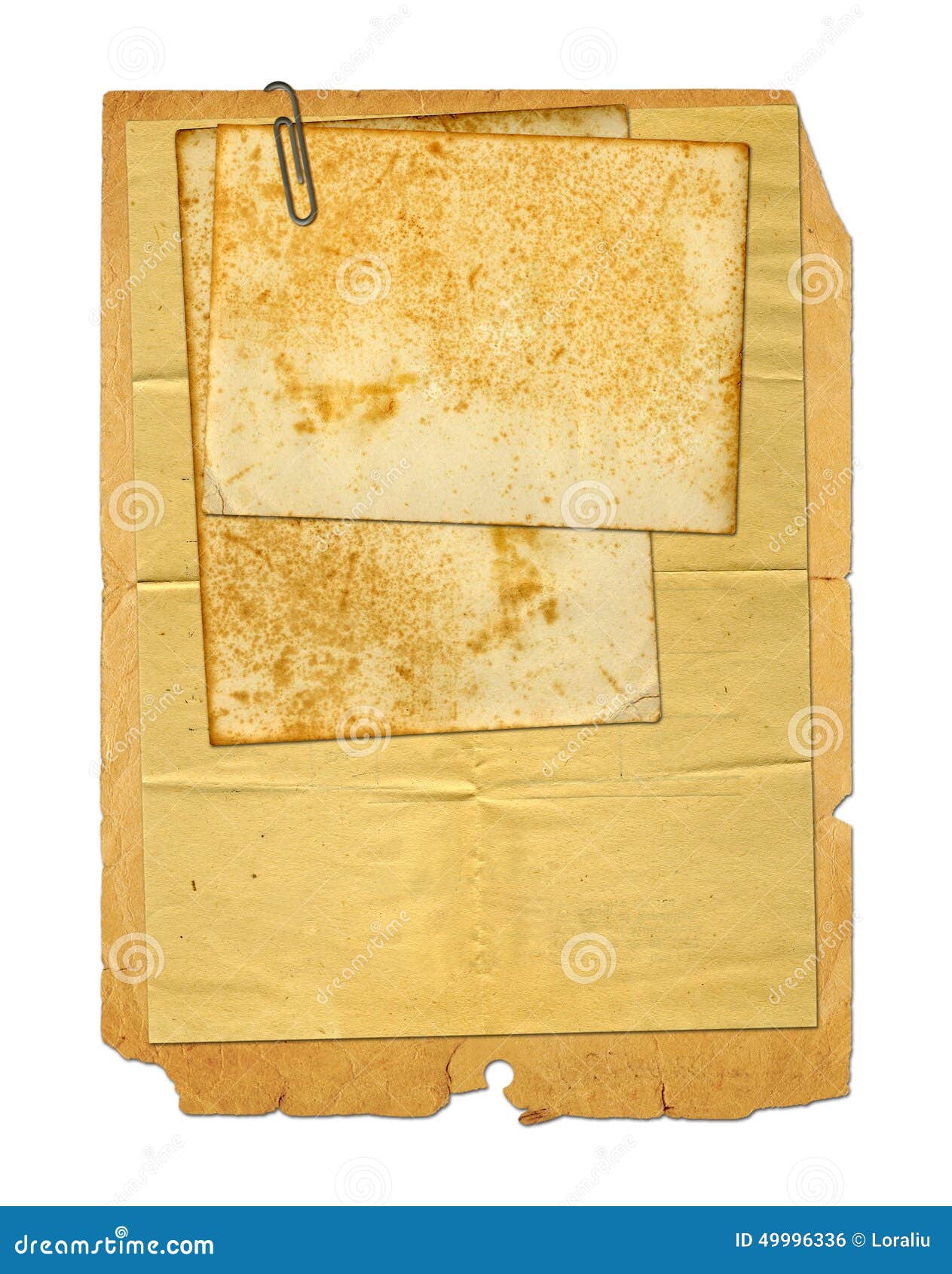 Set of Old Archival Papers and Vintage Postcard Isolated Stock Photo ...