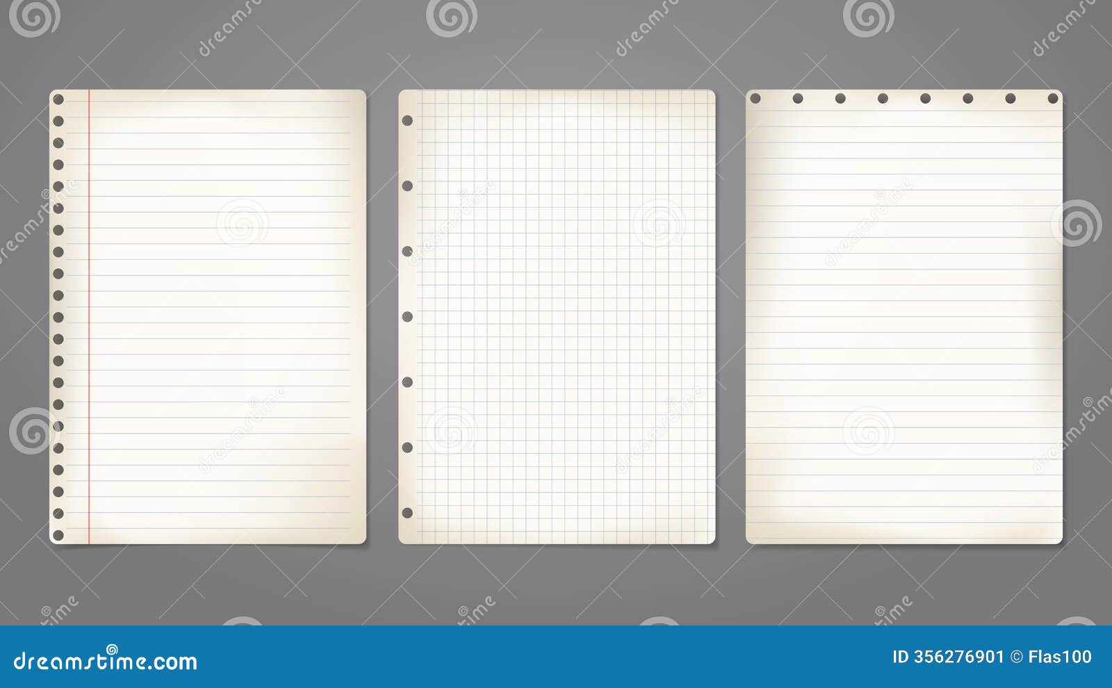 Set of Old Beige Note, Notebook Paper with Soft Shadow are on Dark ...