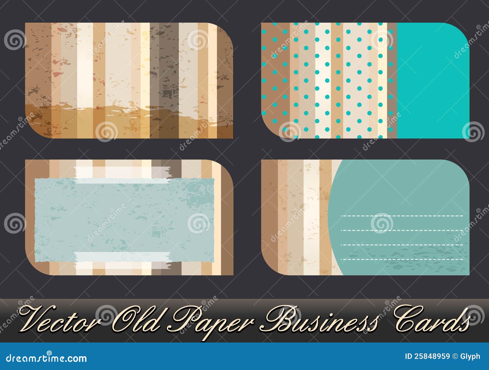 Set Of Old Business Card Illustrations Cartoon Vector | CartoonDealer ...