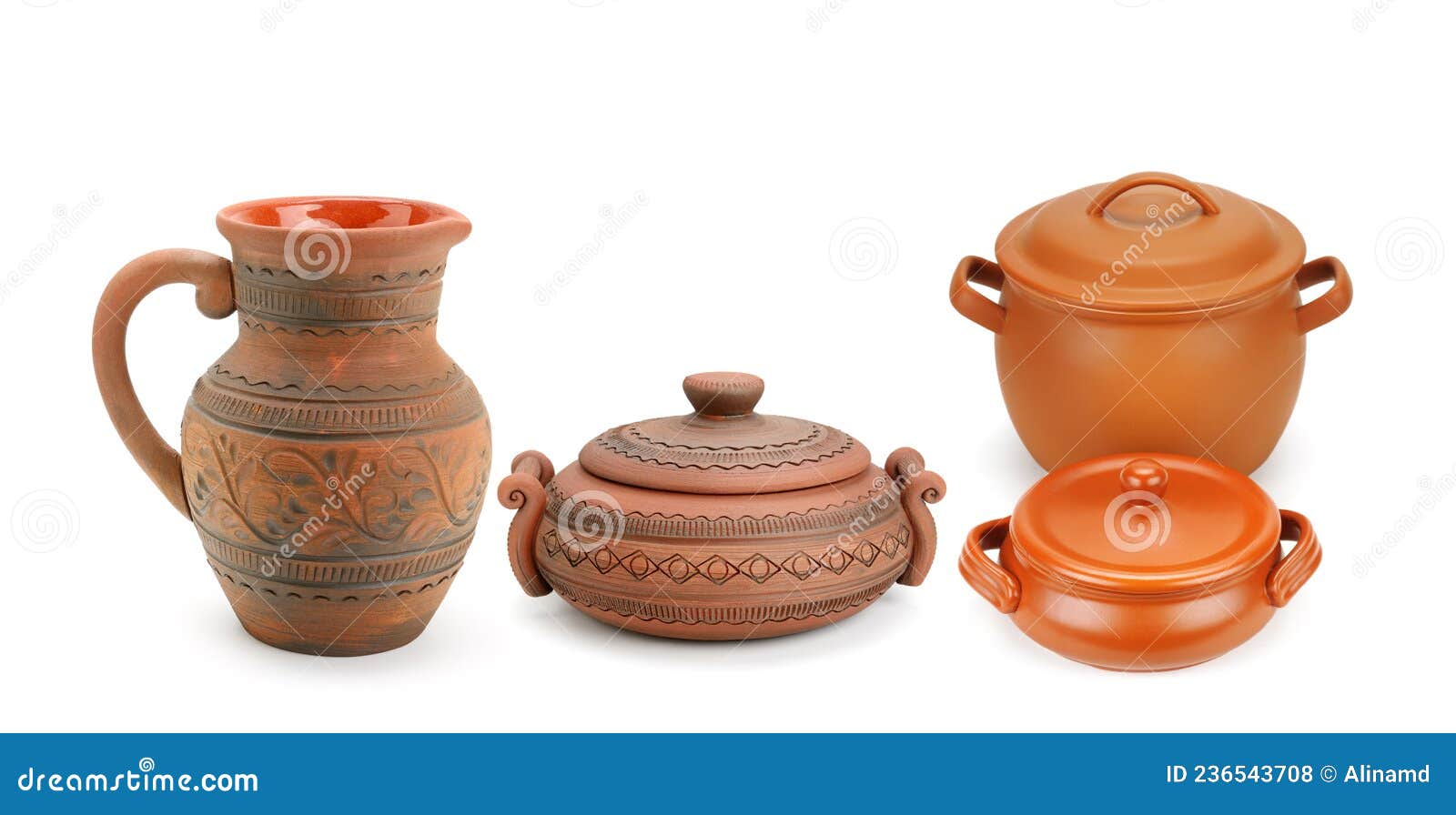 Set of Old Ceramic Kitchen Tools Isolated on White Background Stock ...