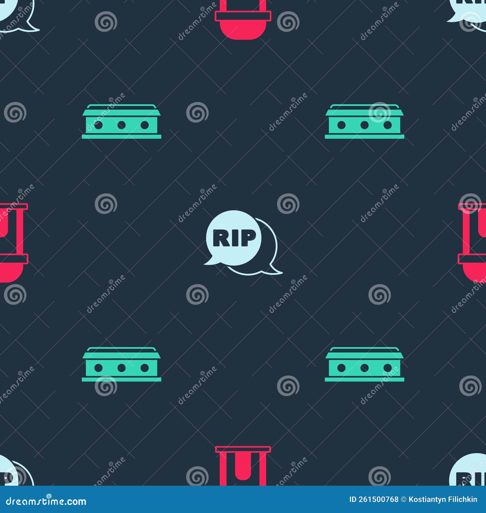 Set Old Crypt, Speech Bubble Rip Death and Coffin with Cross on ...