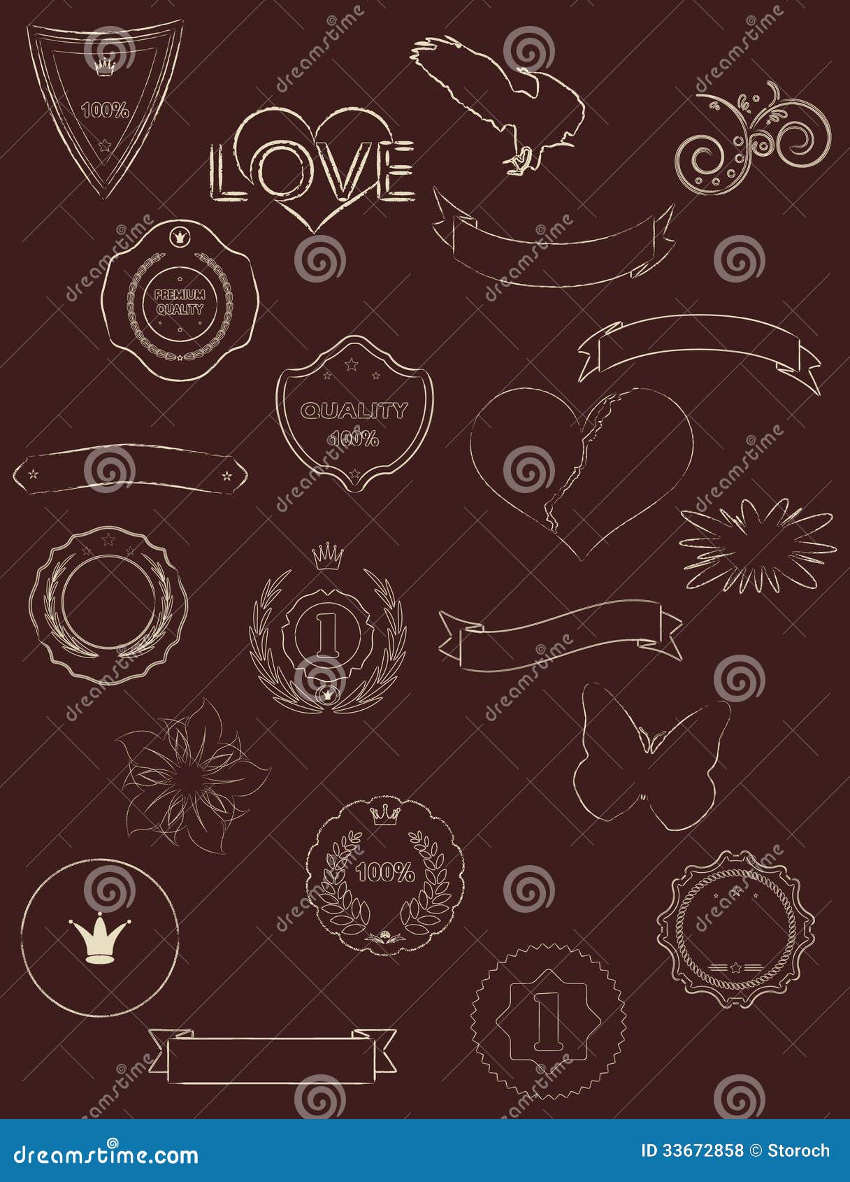 Set of Old Dark Vintage Labels of Grunge Style. Stock Vector ...