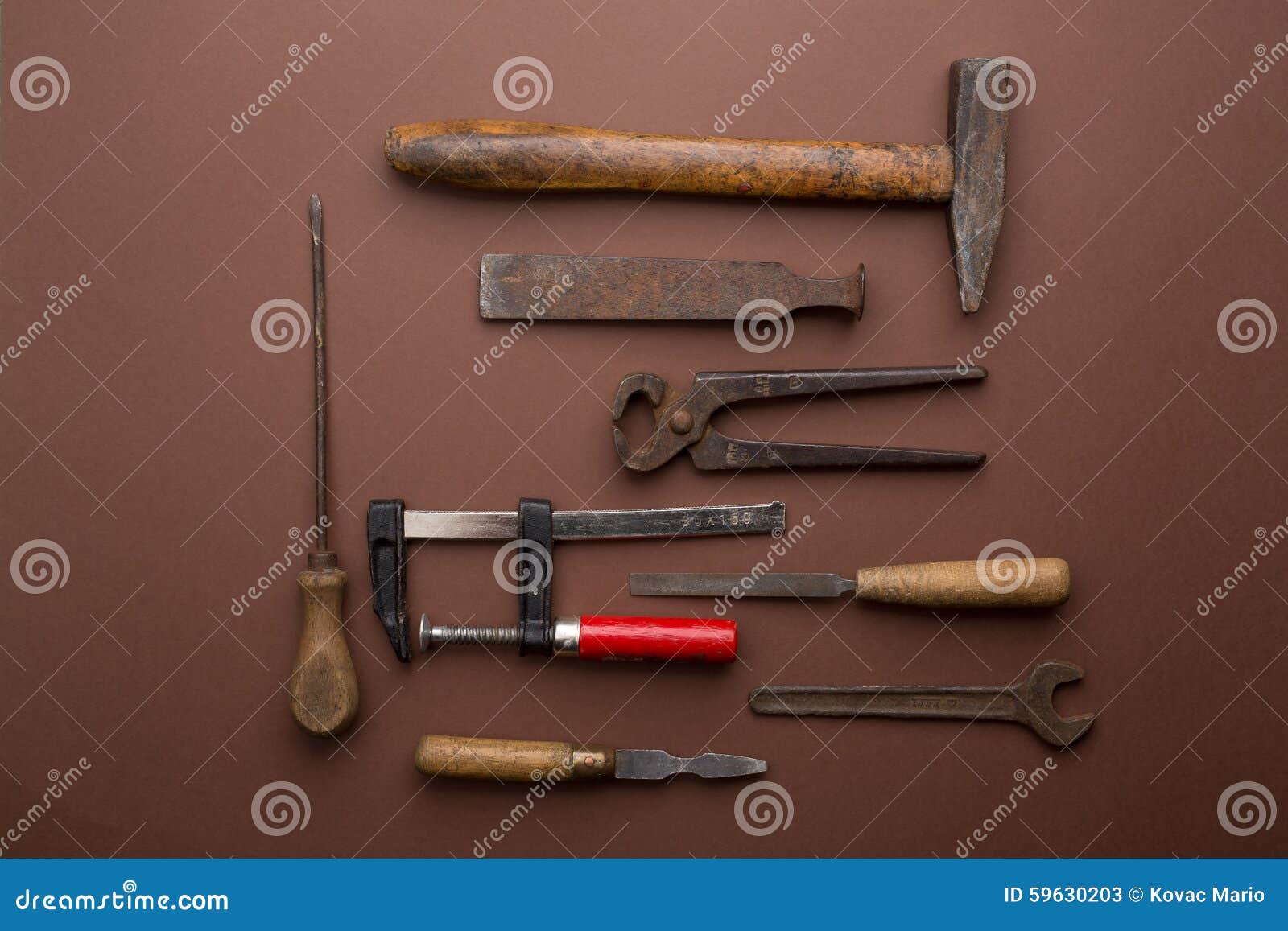 Set of old dirty tools stock image. Image of metal, hand - 59630203