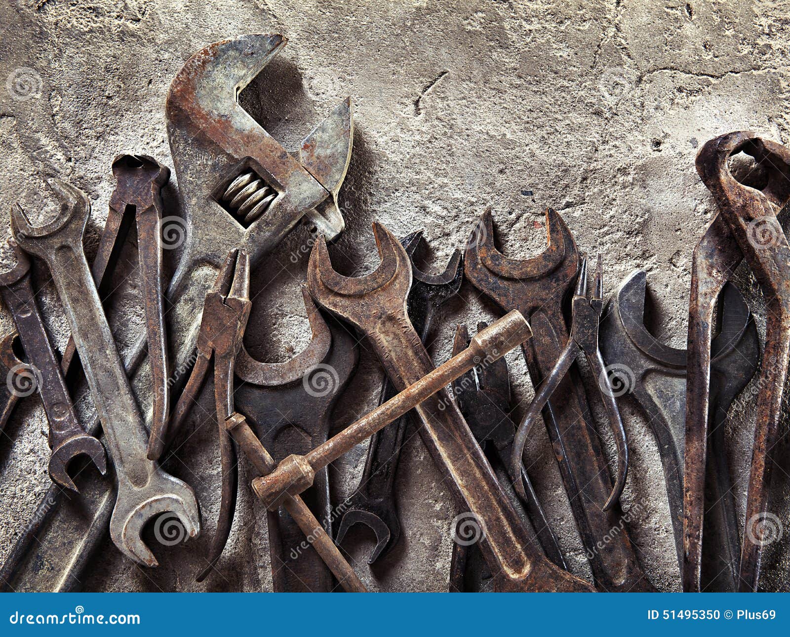 Set of Old Dirty Tools in Vintage Style Stock Photo - Image of steel ...