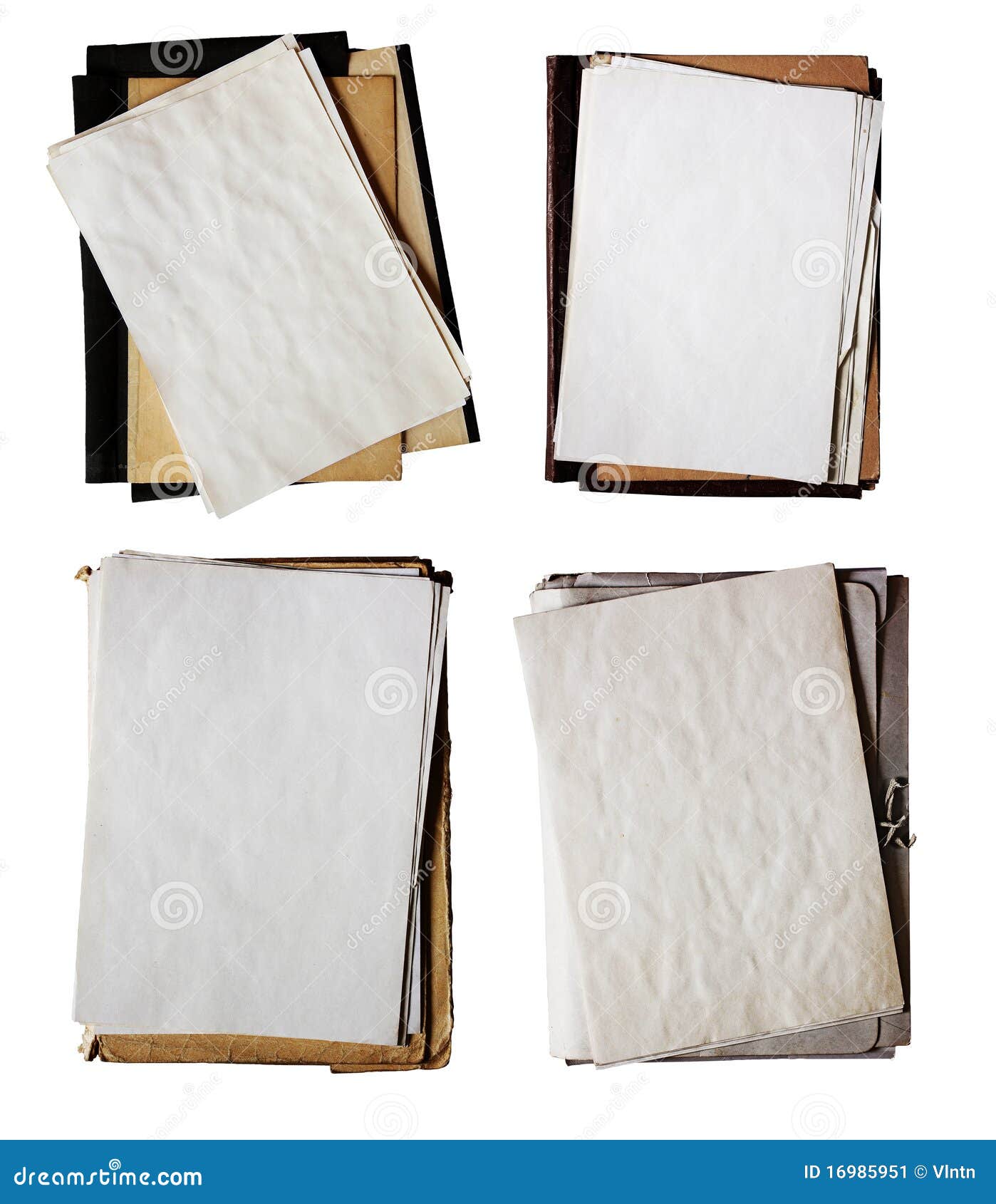 Set of Old Folders with Stack of Papers Stock Image - Image of messy ...