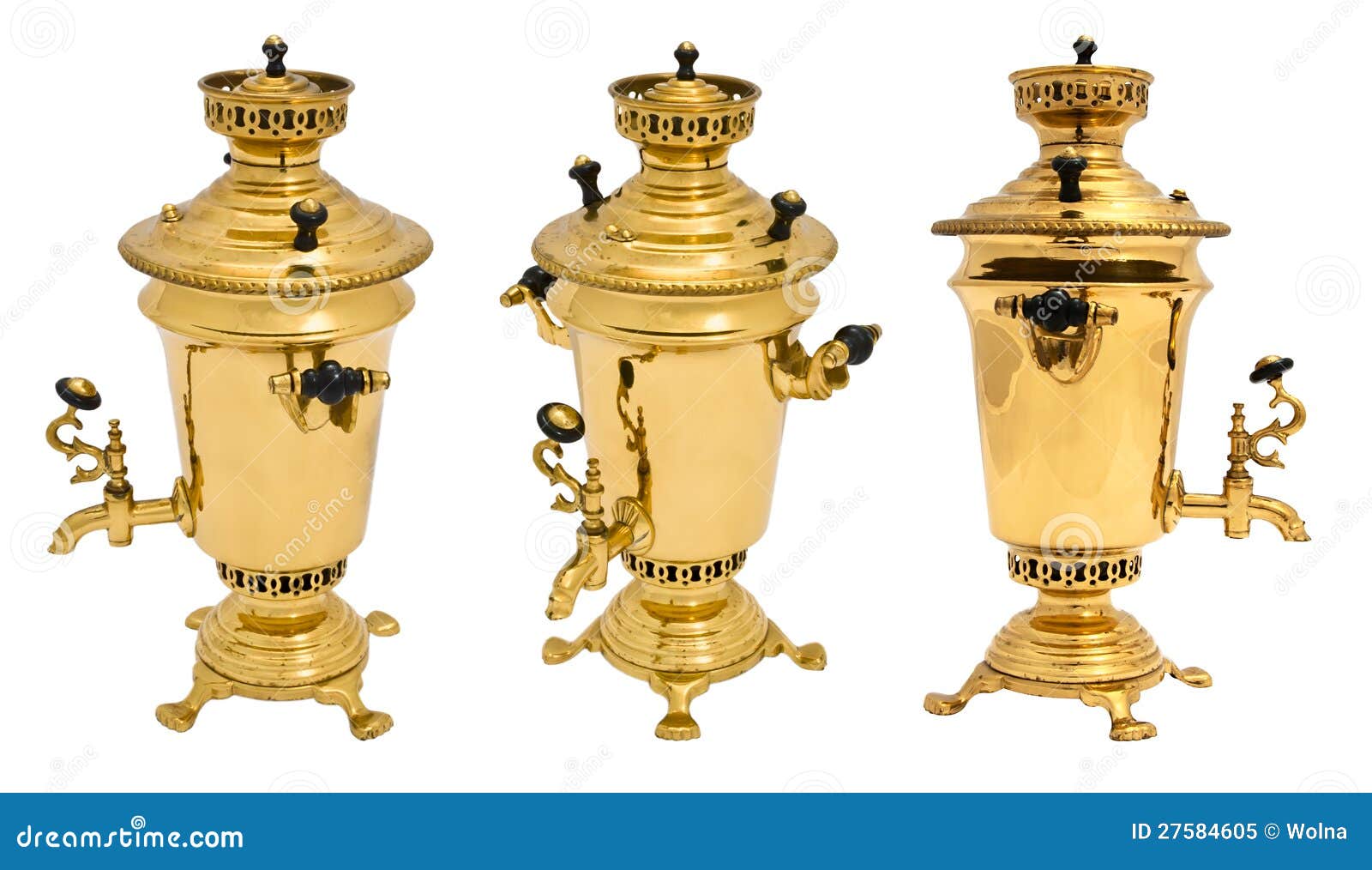 Golden Samovar On The Table With Tea Set Stock Photo | CartoonDealer ...