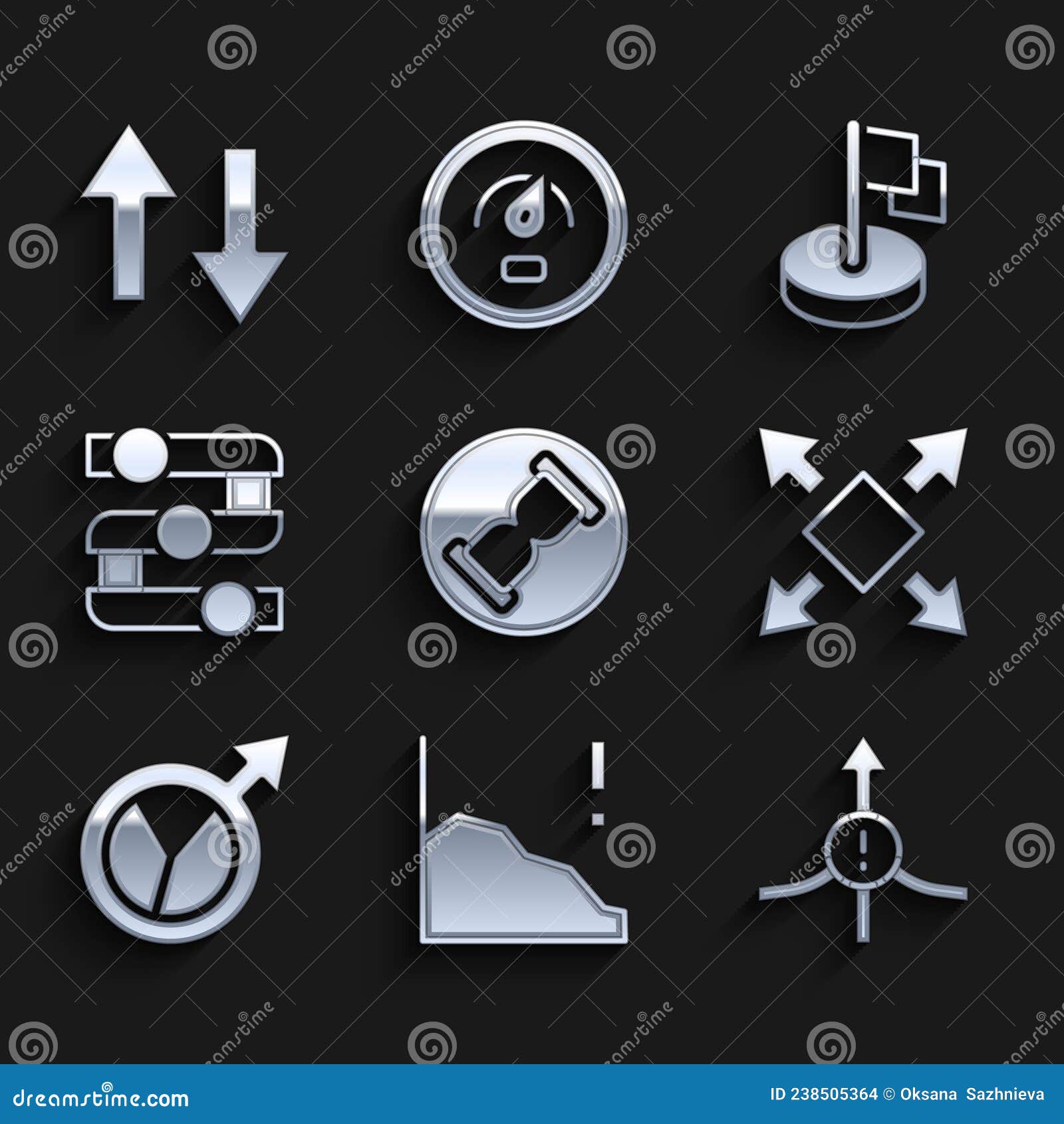 Set Old Hourglass with Sand, Financial Growth Decrease, Arrow, Many ...