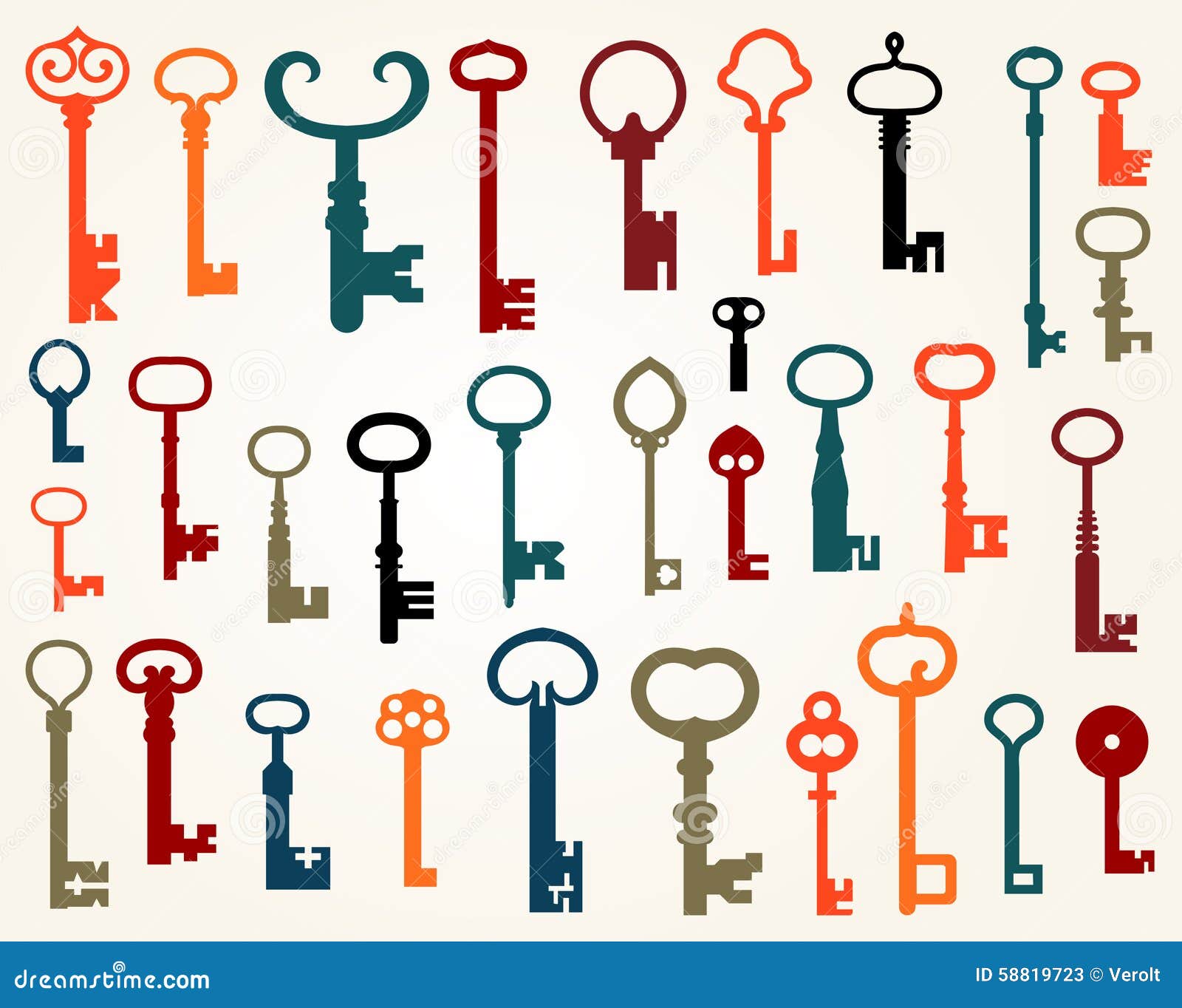 Set of old keys stock illustration. Illustration of ornate - 58819723