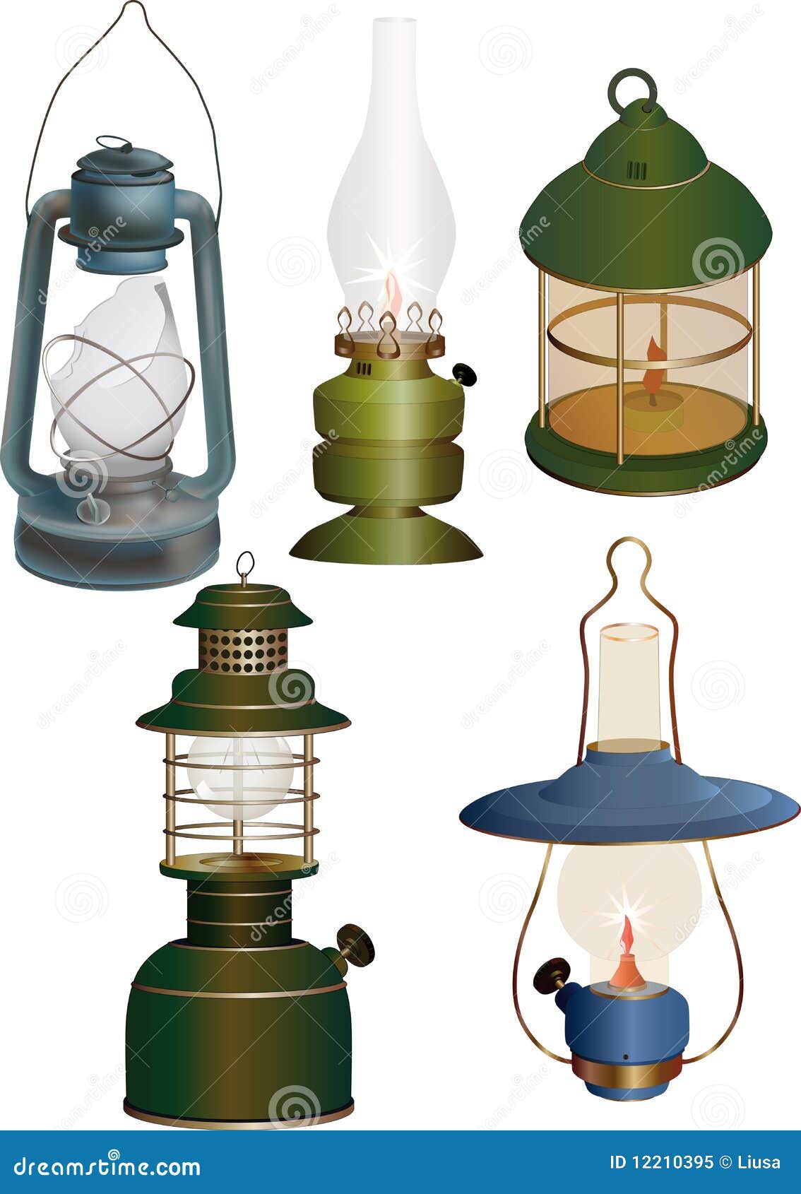 Set of old lamps stock vector. Illustration of classic - 12210395