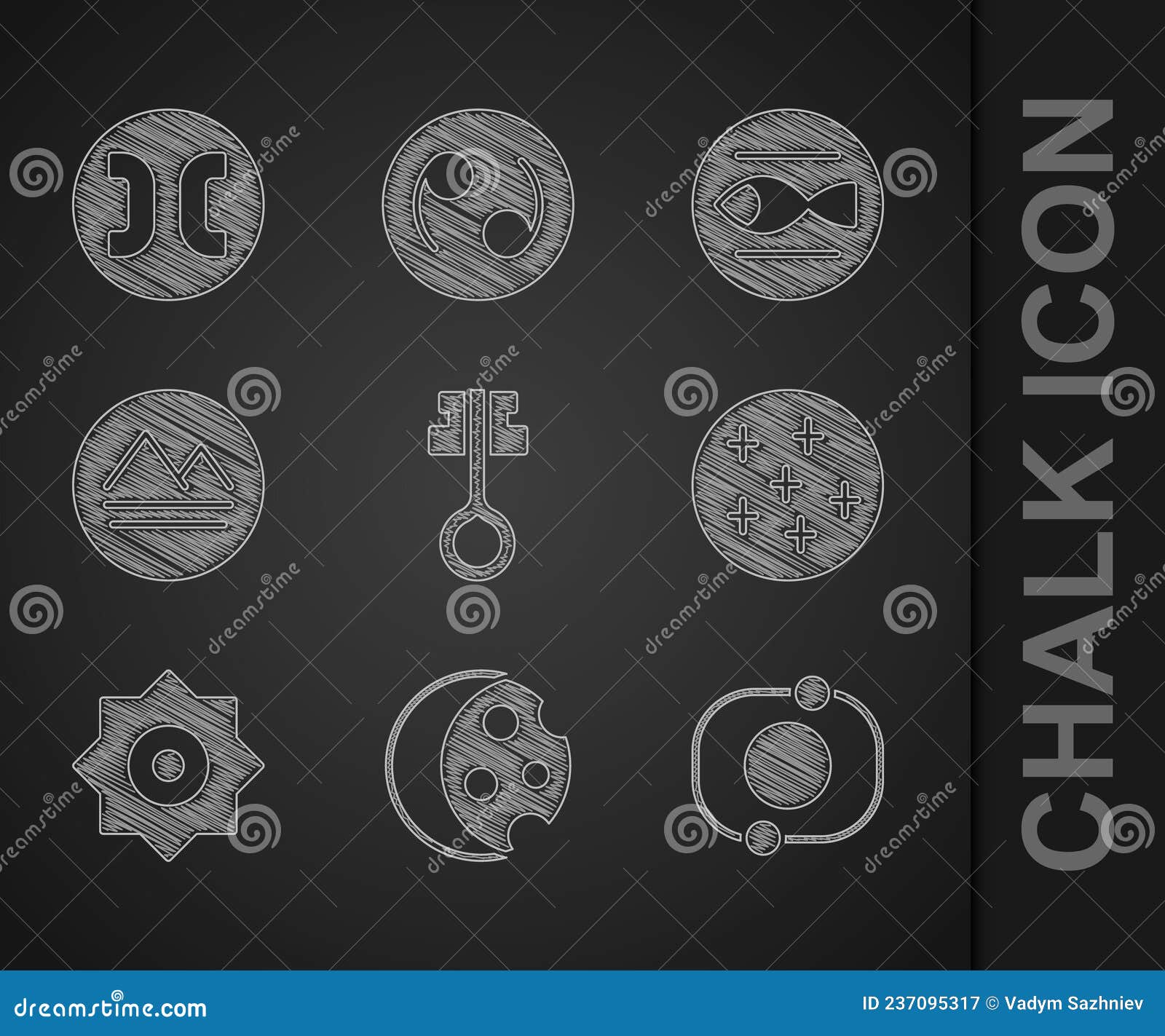 Set Old Magic Key, Eclipse of the Sun, Solar System, Full Moon, Falling ...