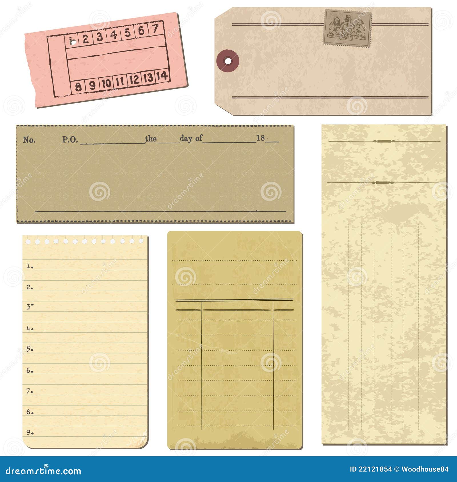 Old Paper Objects - Vintage Tickets, Letters Vector Illustration ...