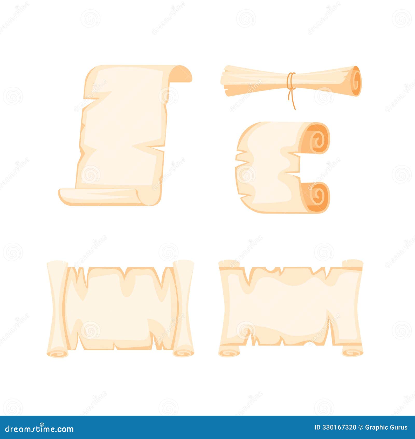 Set of Old Paper Scrolls Representing Historical Documents. Stock ...