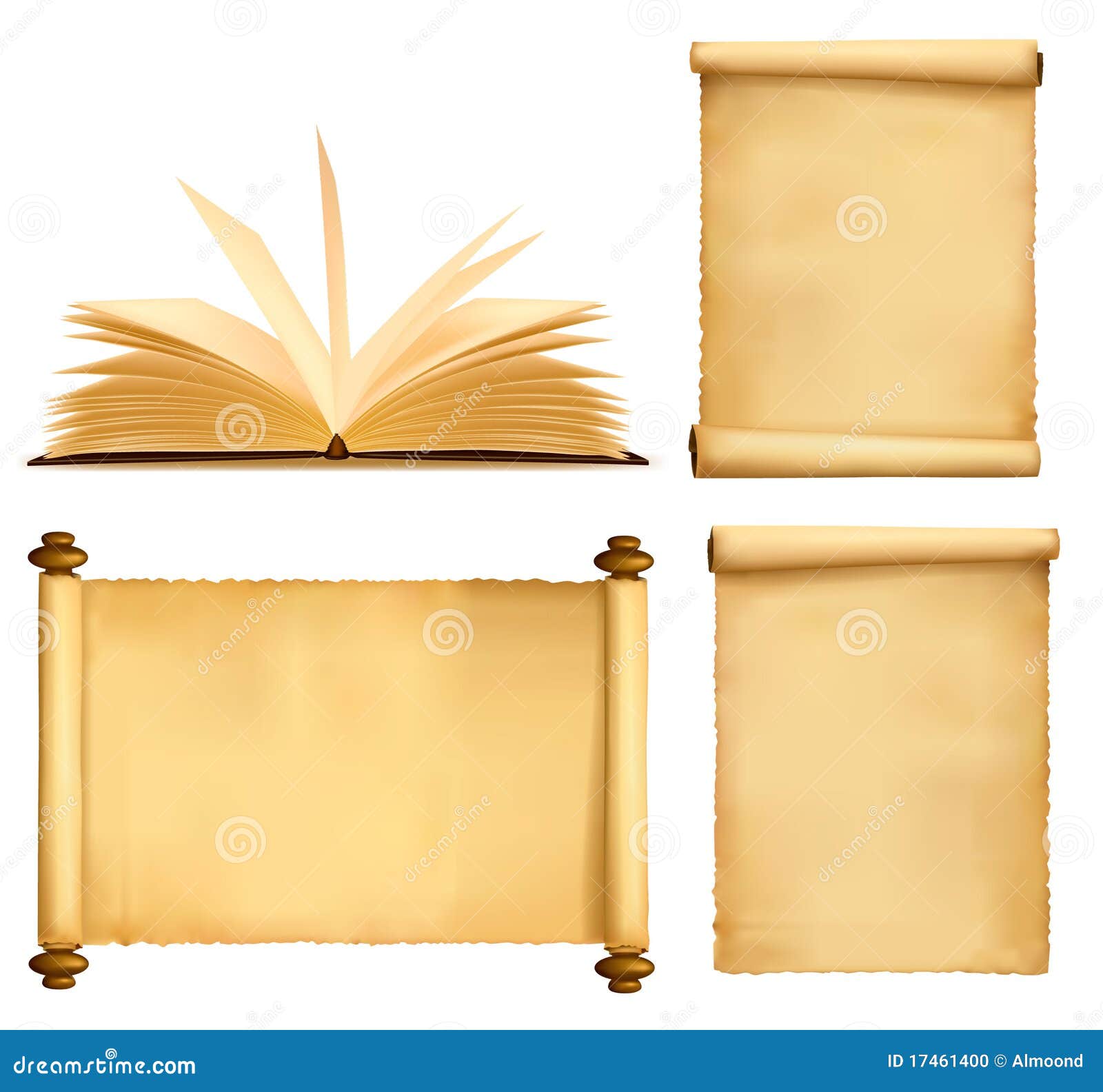 Set of Old Paper Sheets and Book. Stock Vector - Illustration of design ...