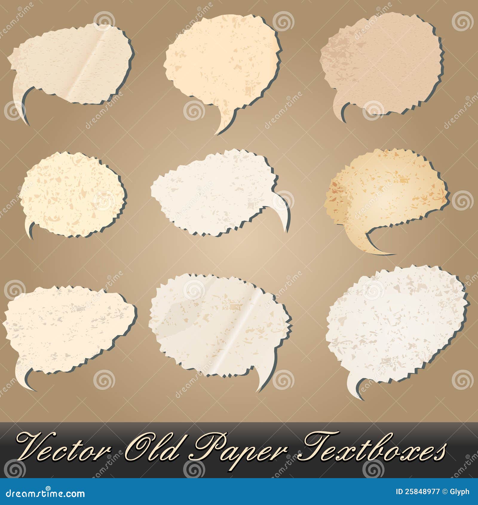Set of Old Paper Speech Bubbles Stock Vector - Illustration of page ...
