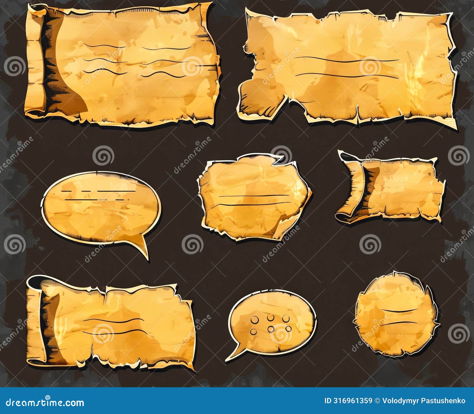 A Set of Old Paper Speech Bubbles Stock Image - Image of bubbles ...