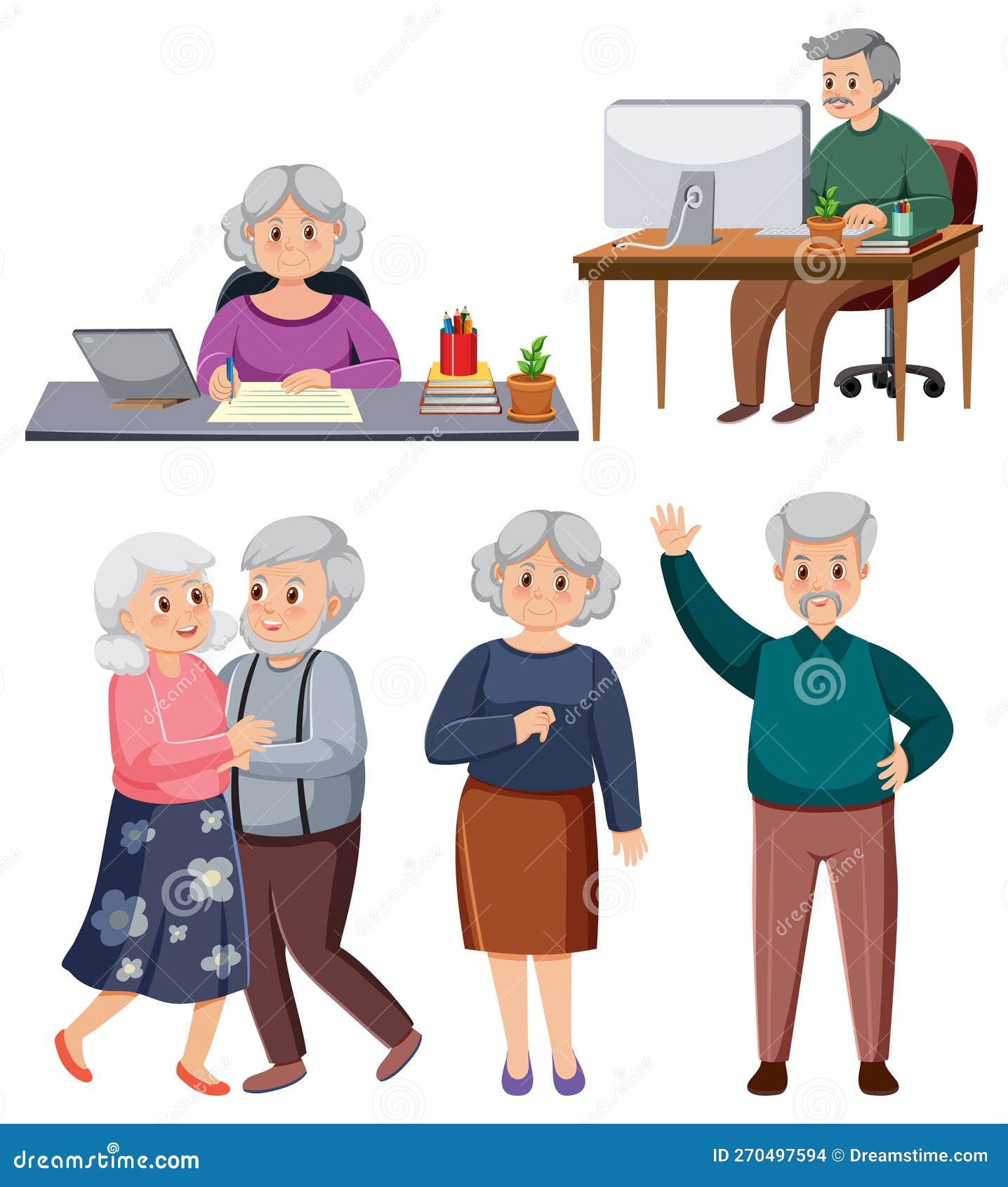 Set of Old People Characters Stock Vector - Illustration of elderly ...