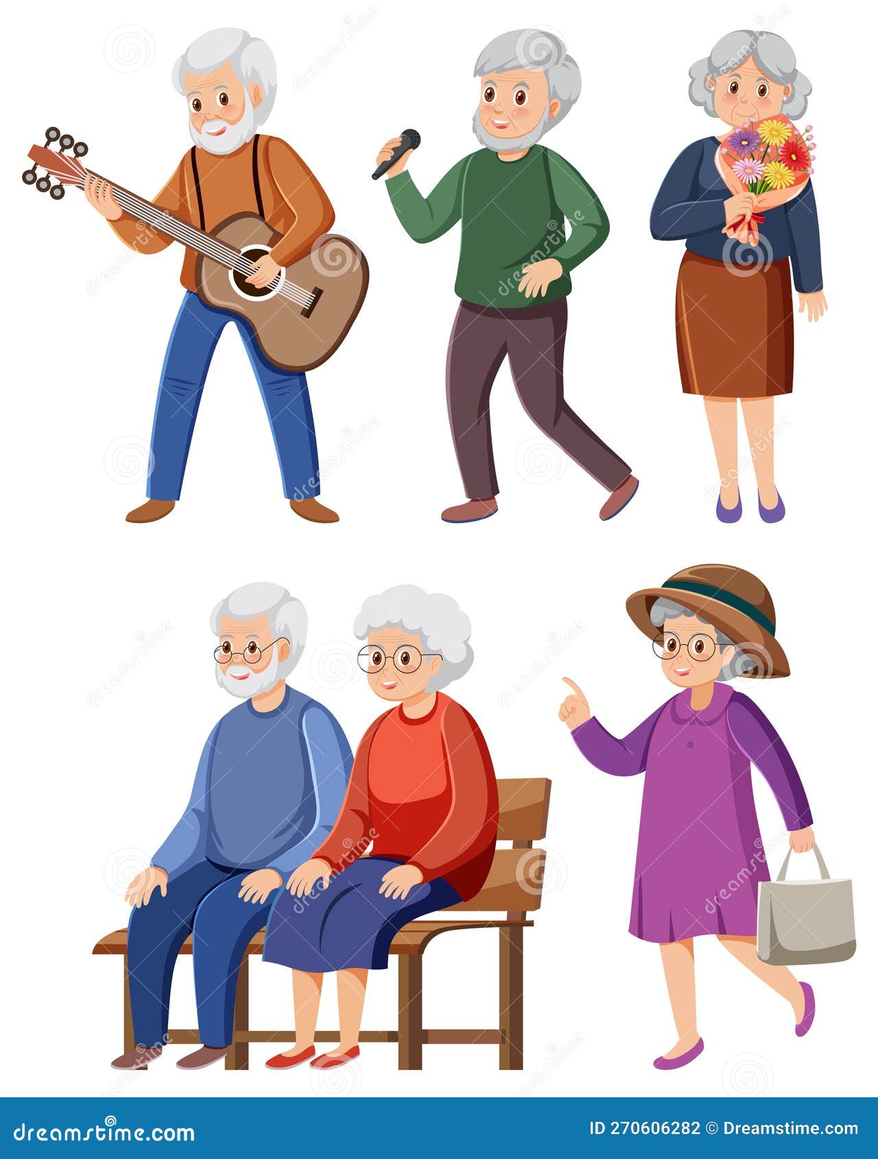Set of Old People Characters Stock Vector - Illustration of aging ...