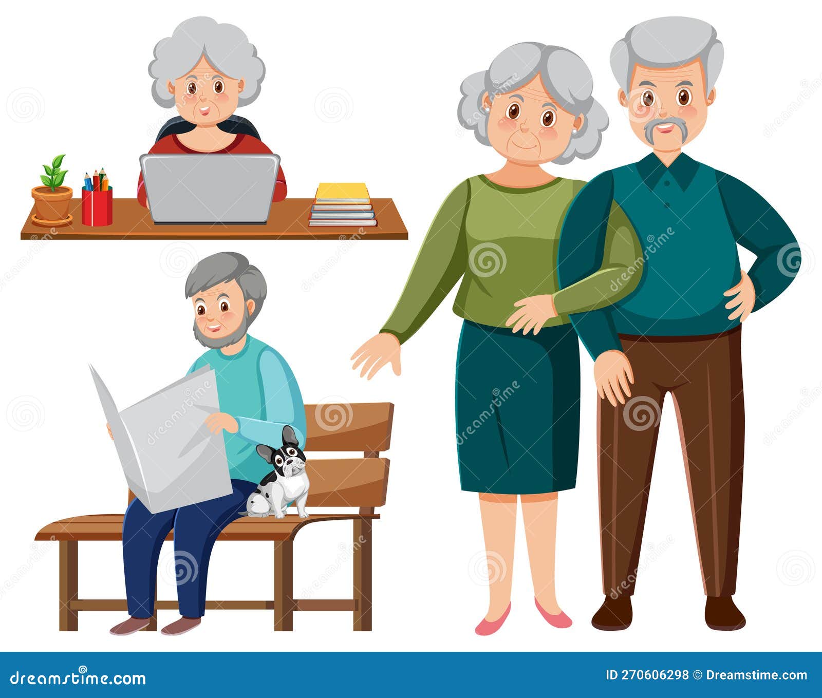 Set of Old People Characters Stock Vector - Illustration of youthful ...