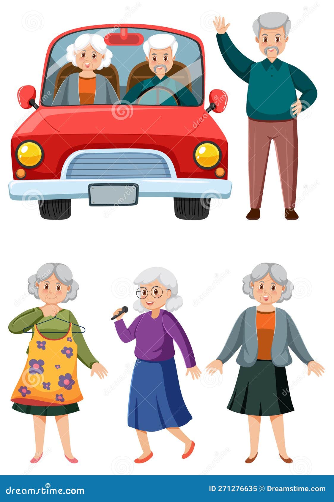 Set of Old People Characters Stock Vector - Illustration of characters ...