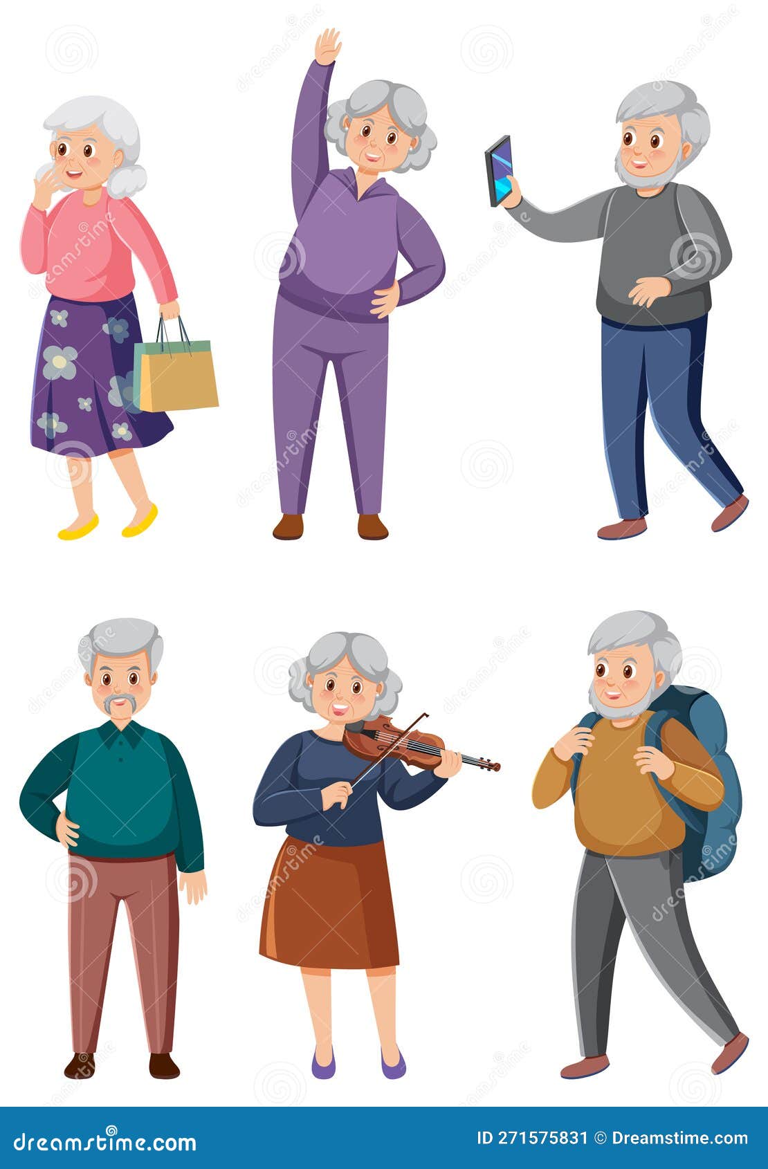 Set of Old People Characters Stock Vector - Illustration of healthy ...