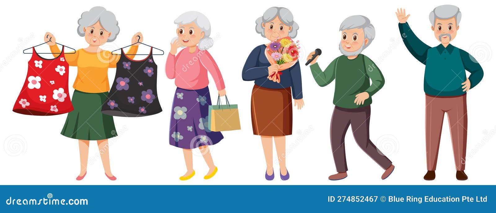 Set of Old People Characters Stock Vector - Illustration of family ...