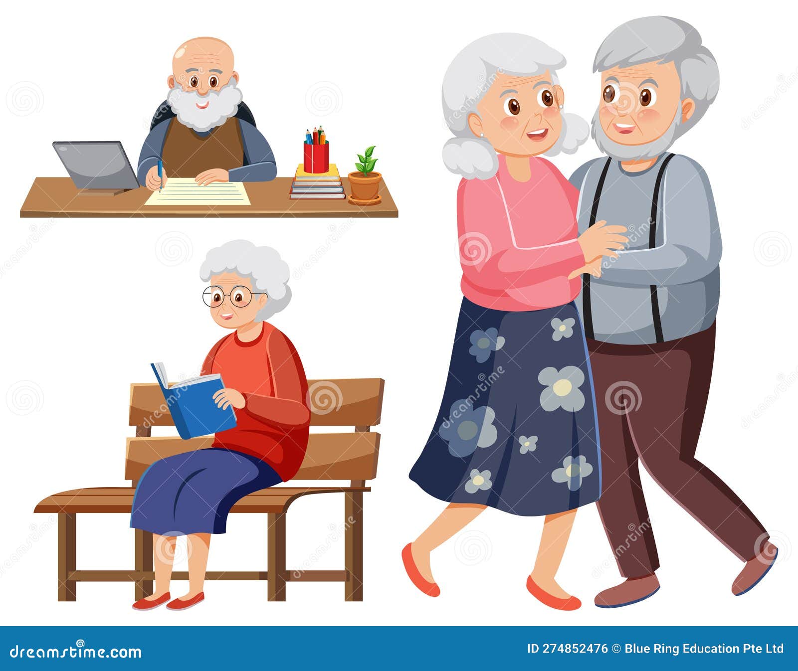 Set of Old People Characters Stock Vector - Illustration of vector ...