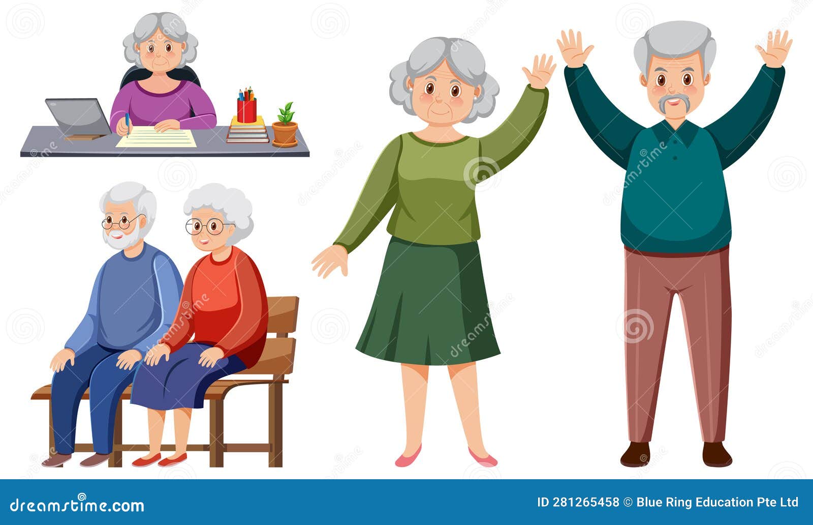 Set of Old People Characters Stock Vector - Illustration of family ...