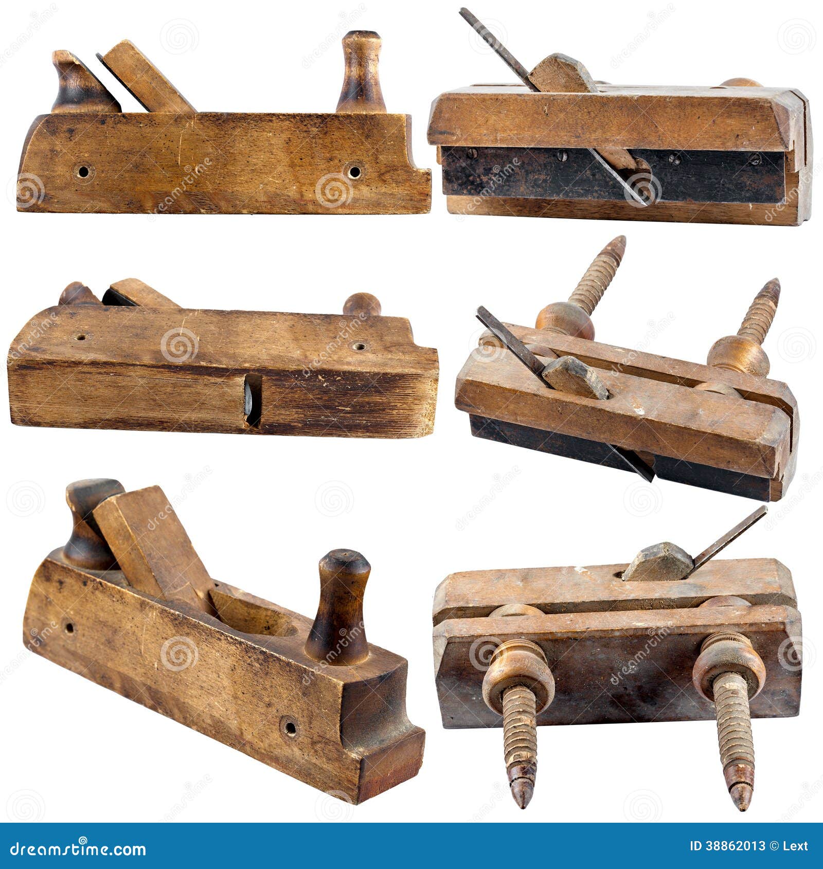 Set of Old Planers for Wood Isolated Stock Image - Image of workshop ...