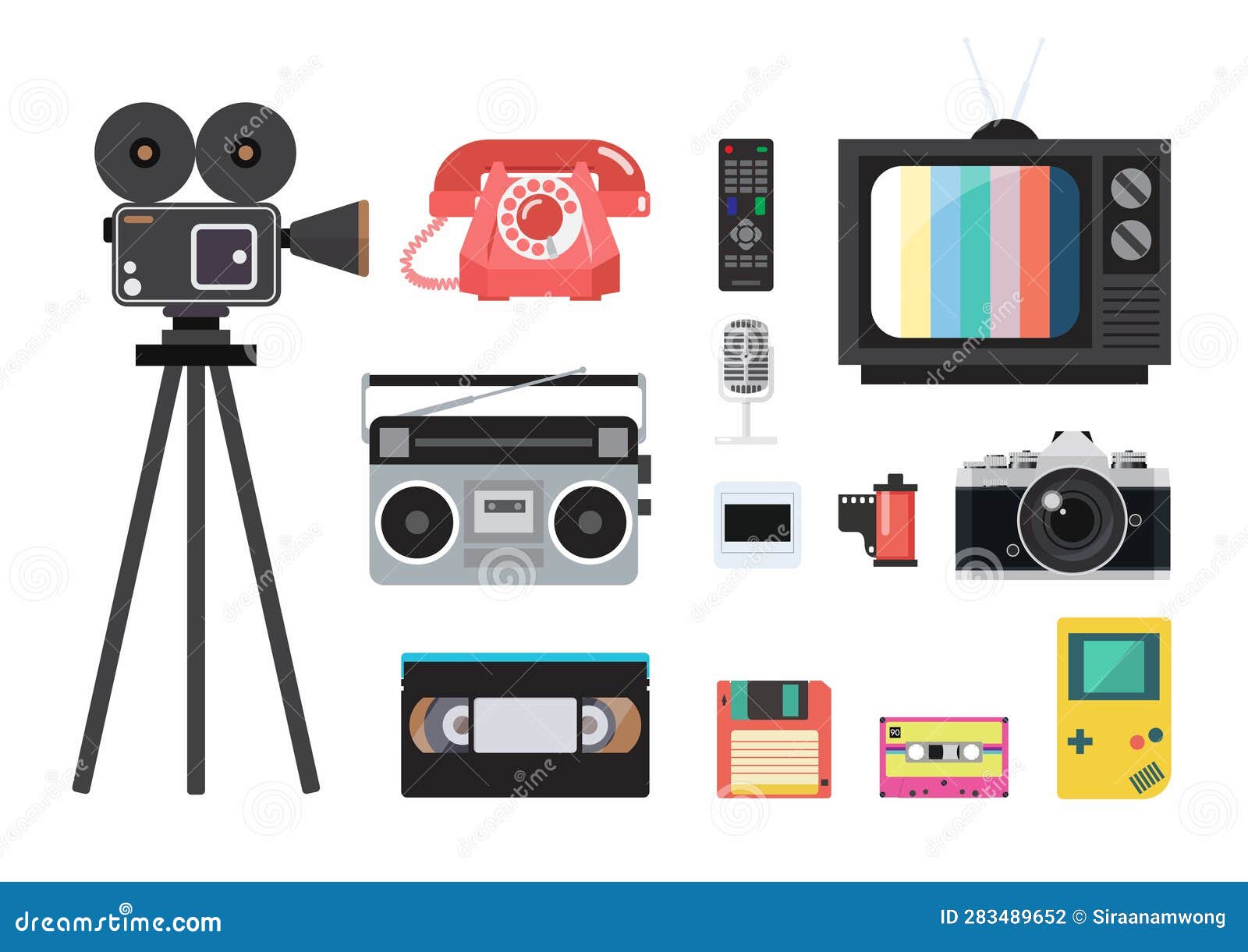 Retro Gadgets Cartoon Background Vector Illustration | CartoonDealer ...