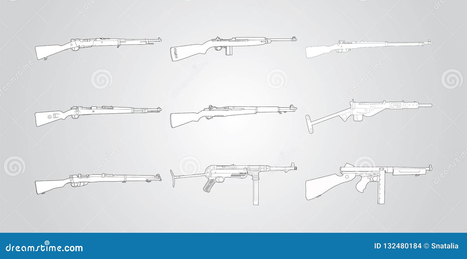 Set of old rifles stock vector. Illustration of scheme - 132480184