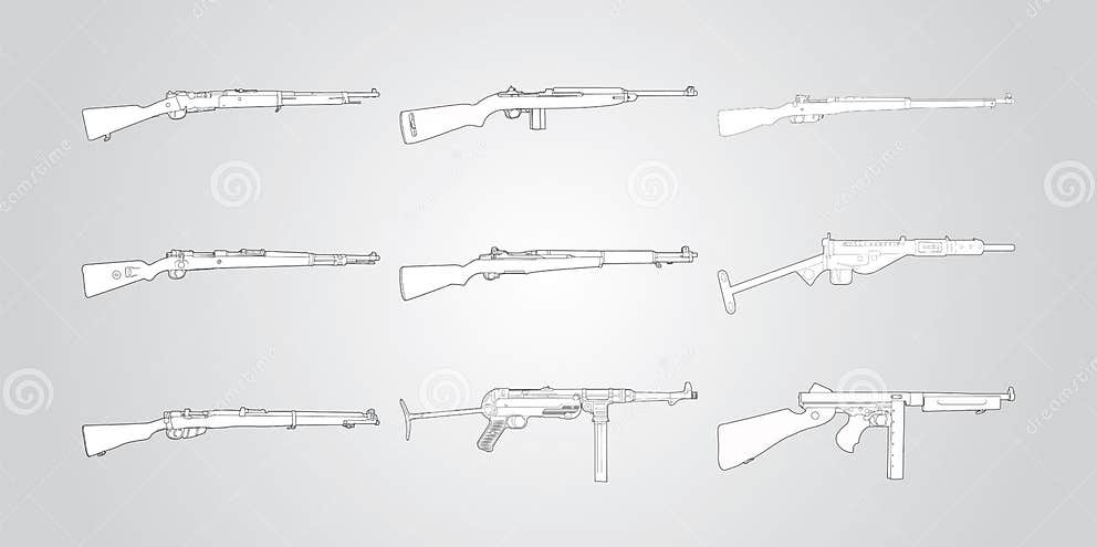 Set of old rifles stock vector. Illustration of scheme - 132480184