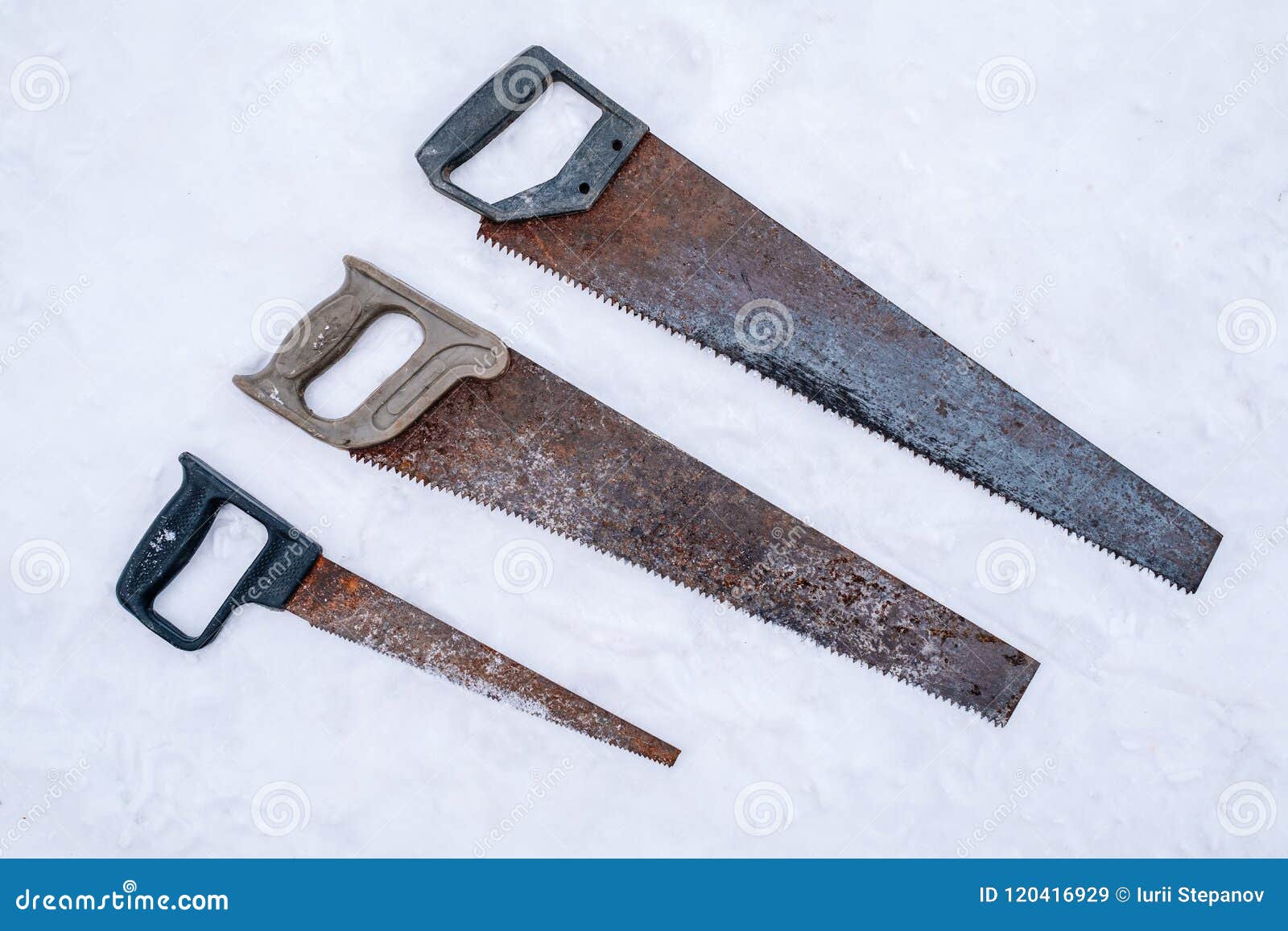 Set of Old Rusty Crosscut Saws Stock Image - Image of instrument ...