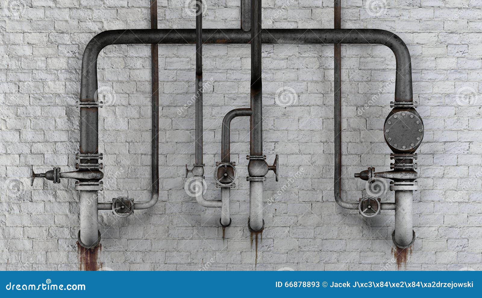 Set Of Old, Rusty Pipes And Valves Isolated On White Background Stock ...