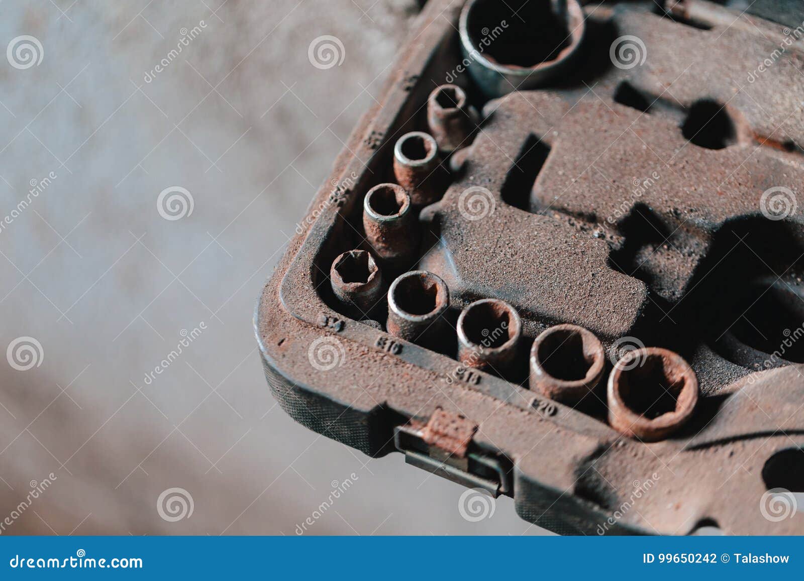 Set of Old and Rusty Socket Wrench. Stock Photo - Image of bolts ...