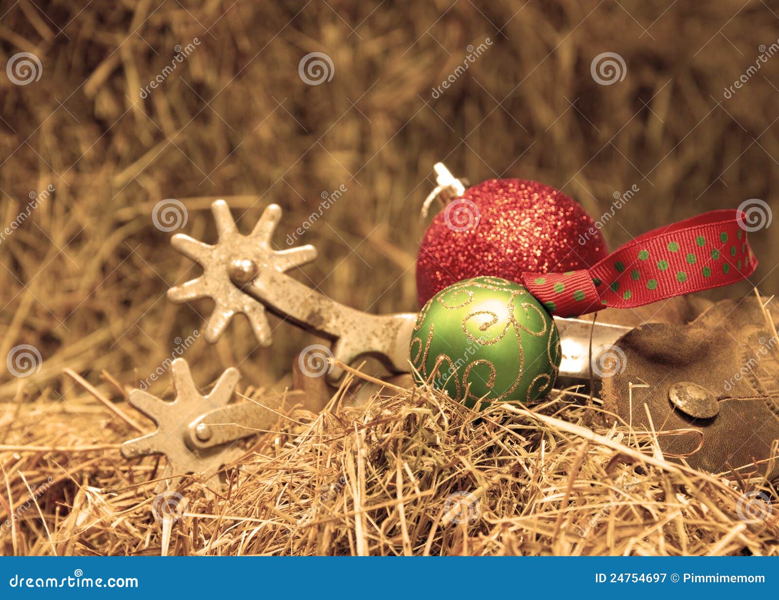 Set of Old Rusty Spurs with Christmas Ornaments Stock Image - Image of ...