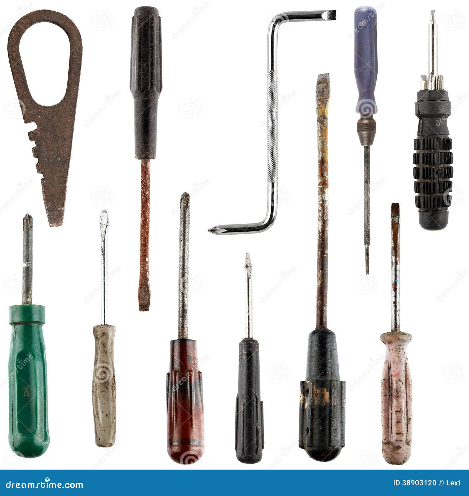 Set Of Old Screwdrivers Isolated Stock Photo - Image of white ...