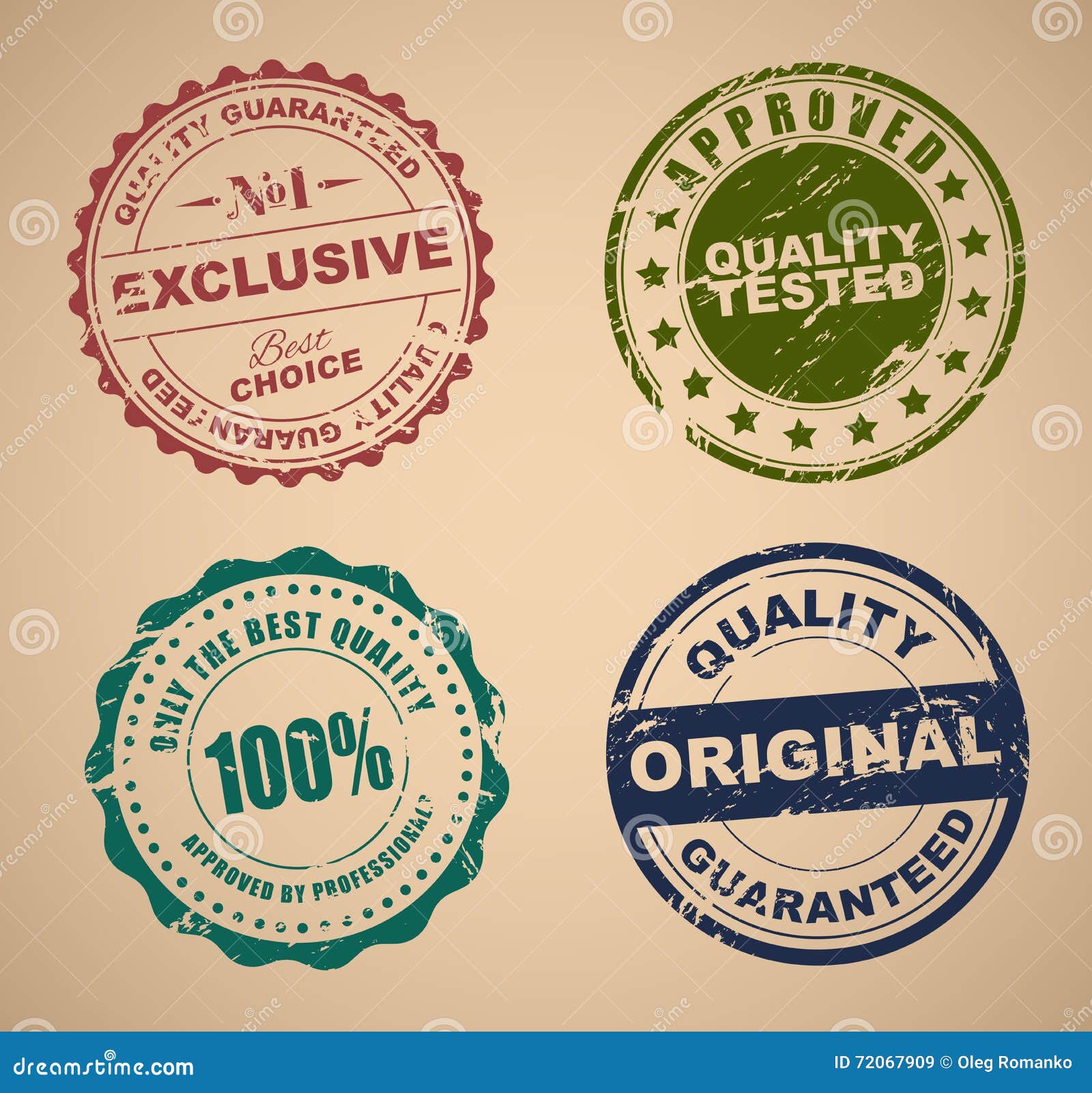 Set of Old Stamps of Quality Control Stock Vector - Illustration of ...