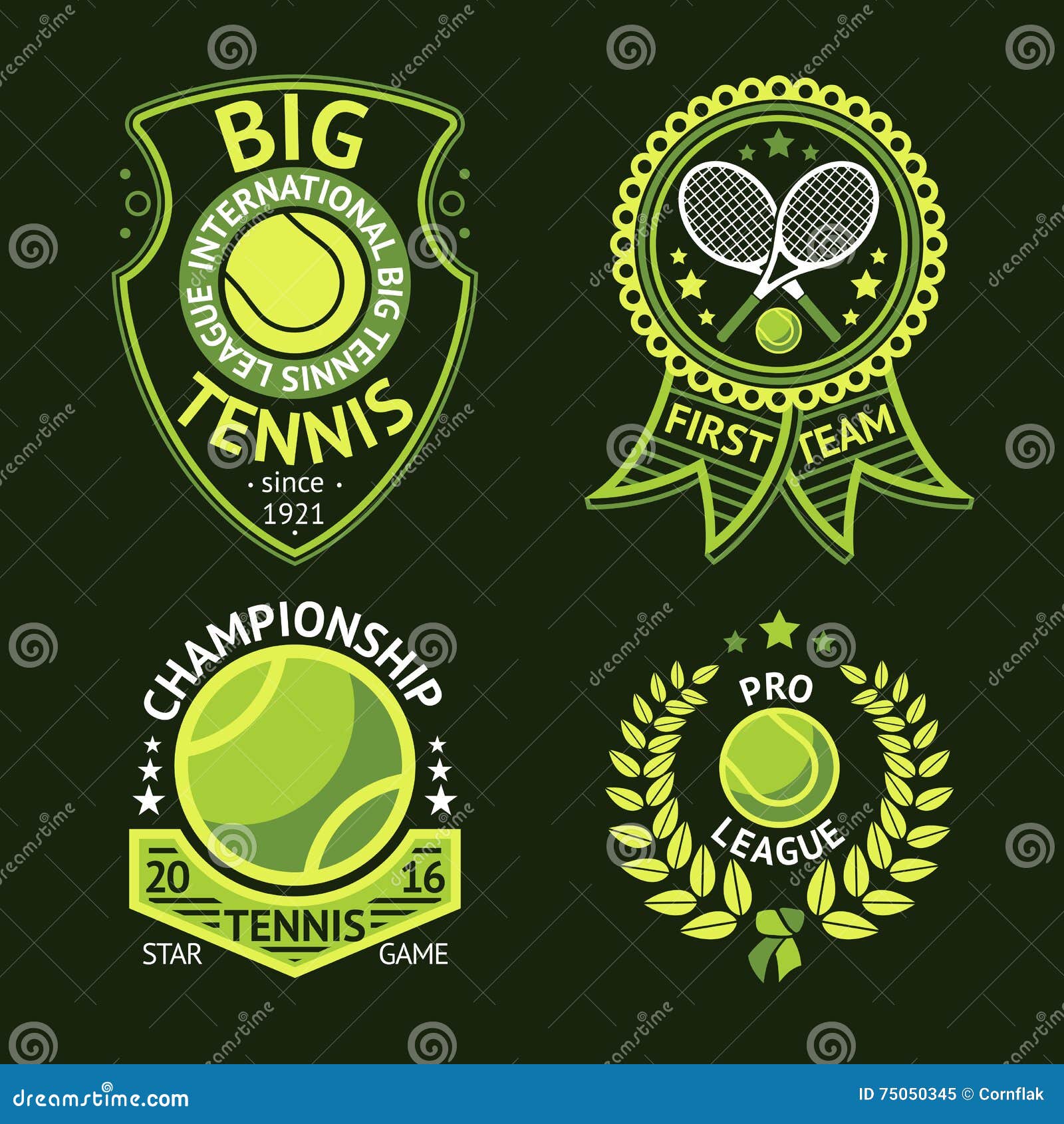 Tennis Labels And Badges Cartoon Vector | CartoonDealer.com #58056965