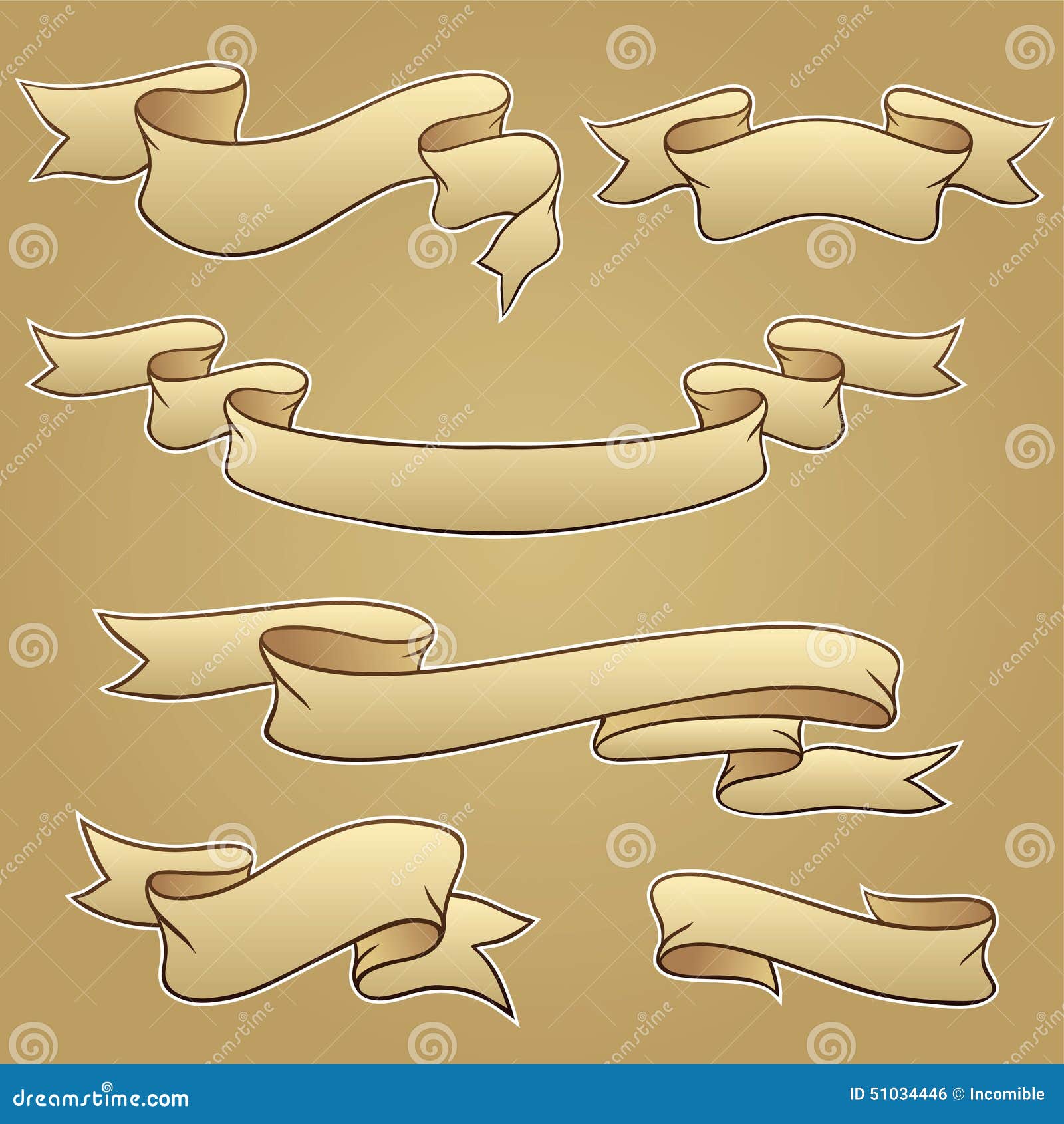 Set Old Vector Banners Hand Drawn Style Stock Vector - Illustration of ...