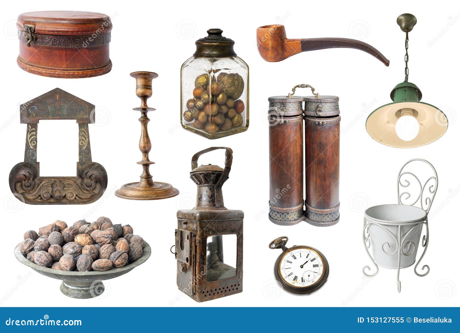Set of old vintage things stock image. Image of collection - 153127555