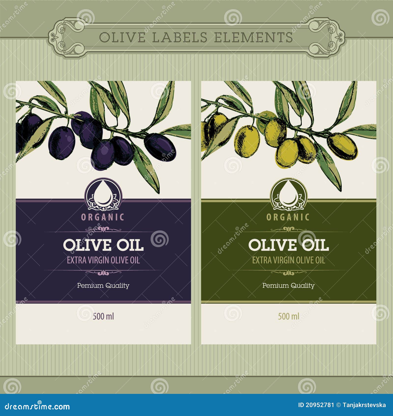 Set of olive oil labels stock vector. Illustration of olive - 20952781