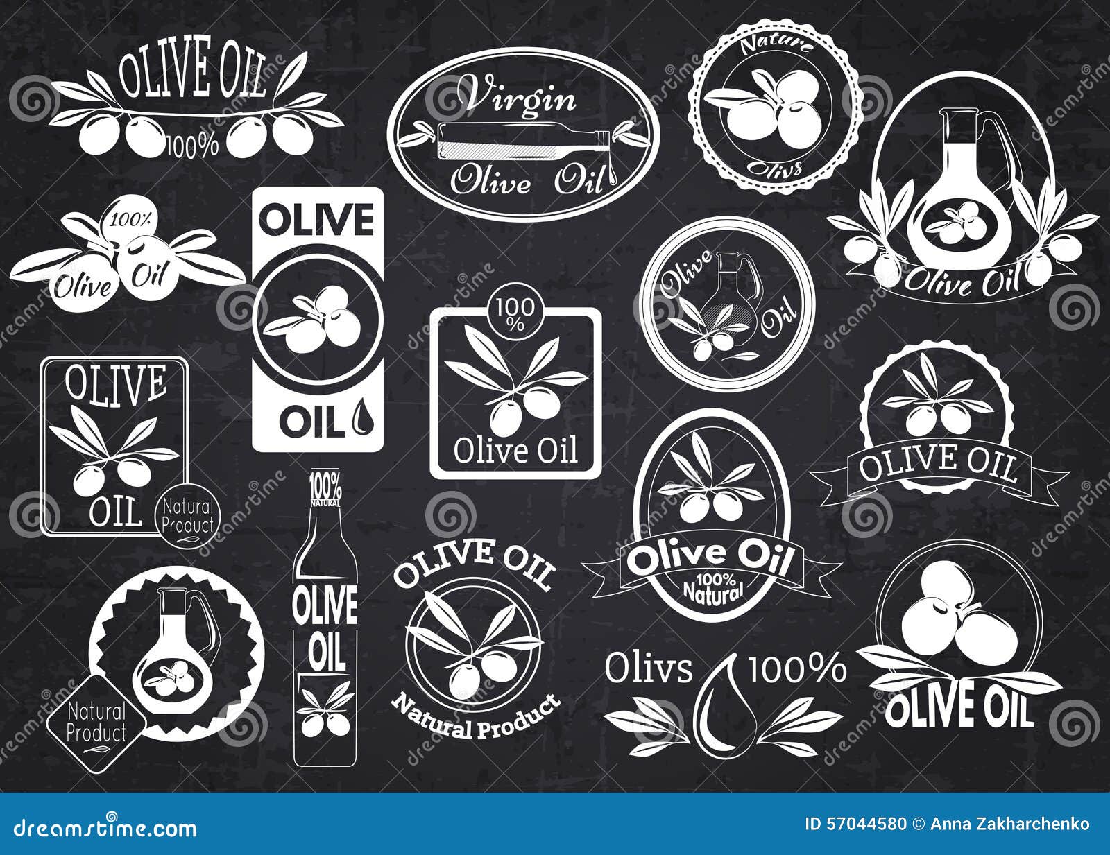 Set of Olive Oil Labels, Badges and Logos for Stock Vector ...