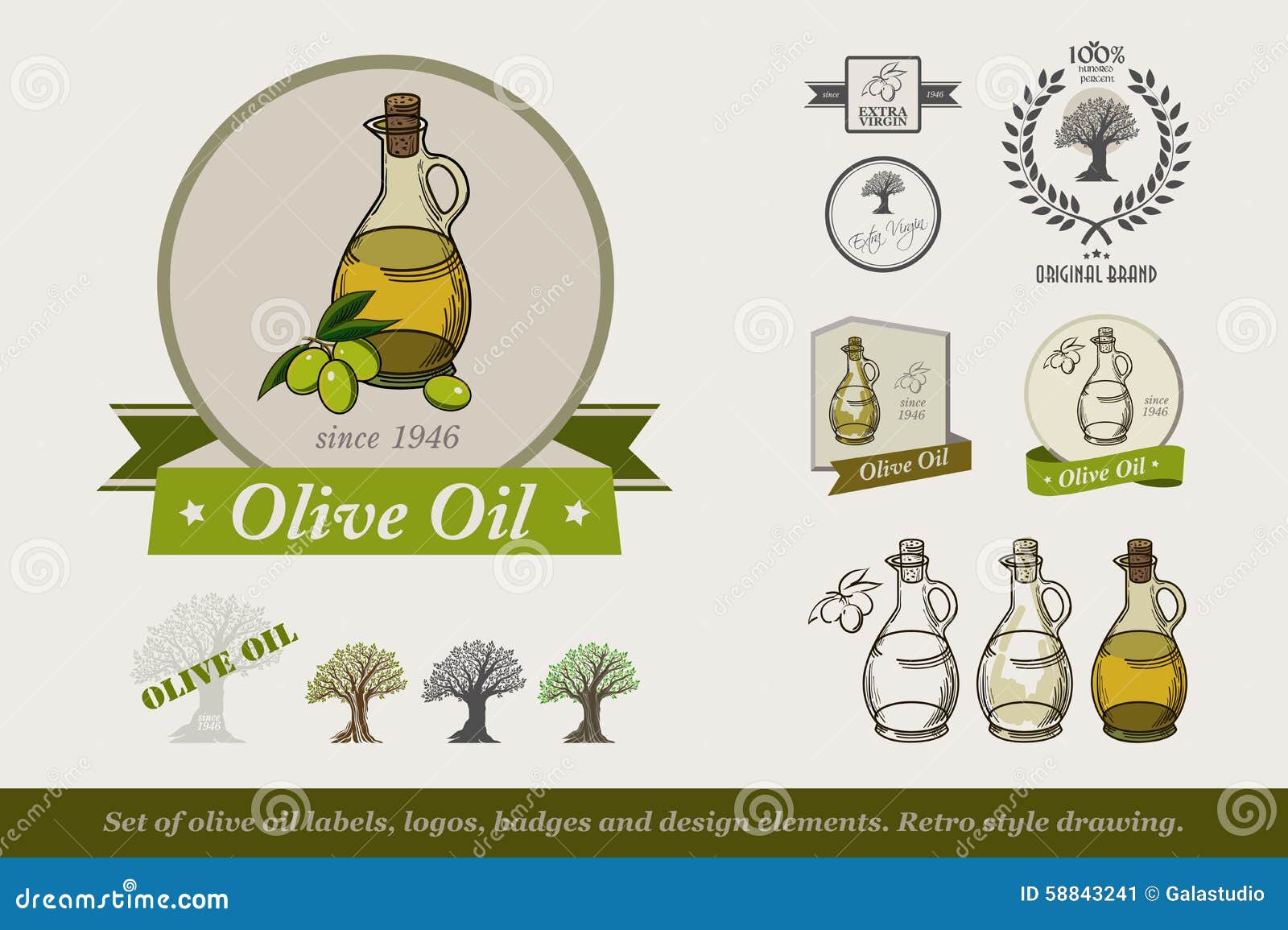 Set of Olive Oil Labels,logos Badges and Design Elements. Stock ...