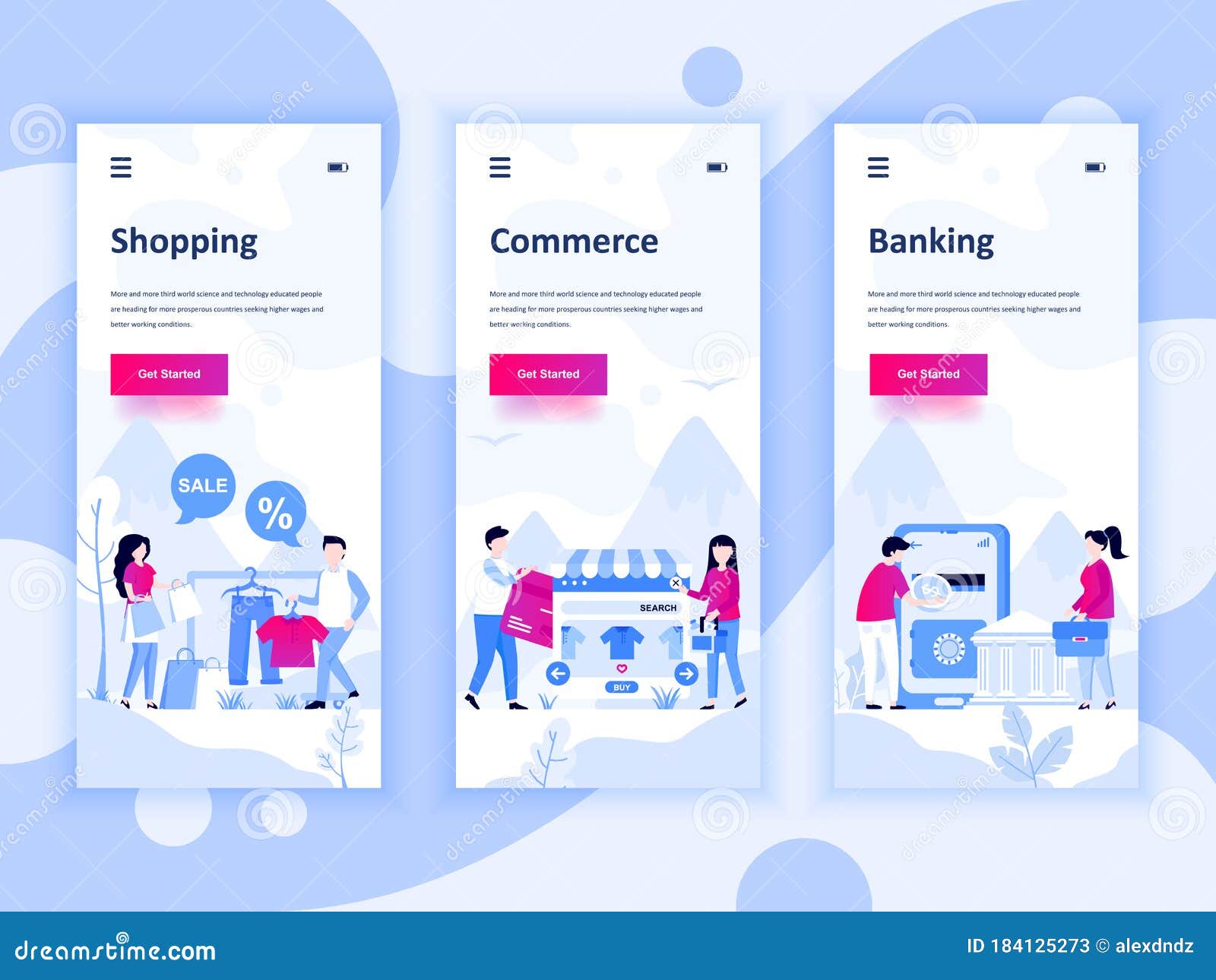 Set of Onboarding Screens User Interface Kit for Shopping, E-commerce ...
