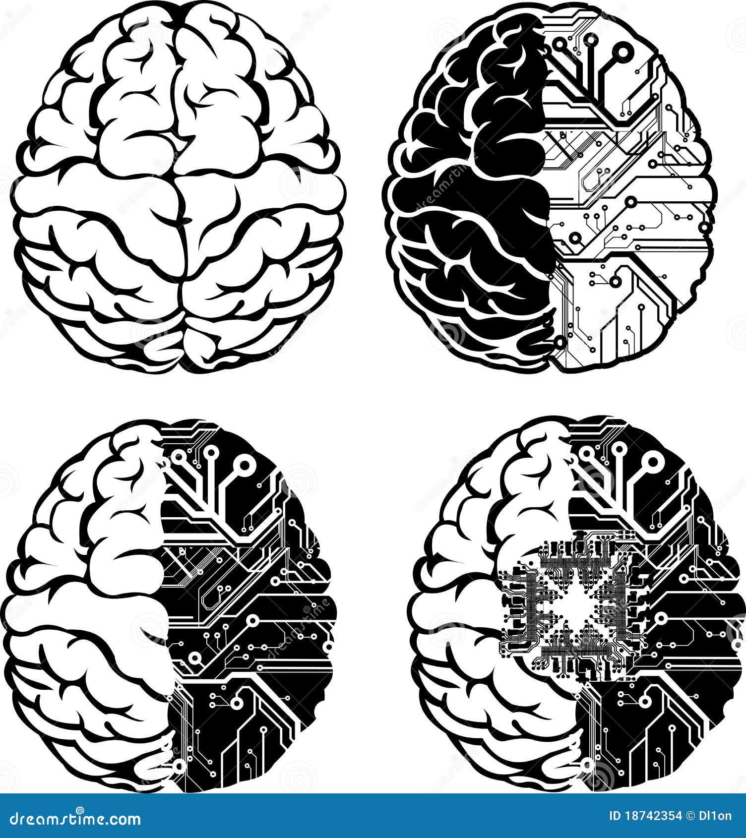 Electronic Brain System Artificial Intelligence. Vector Illustration ...