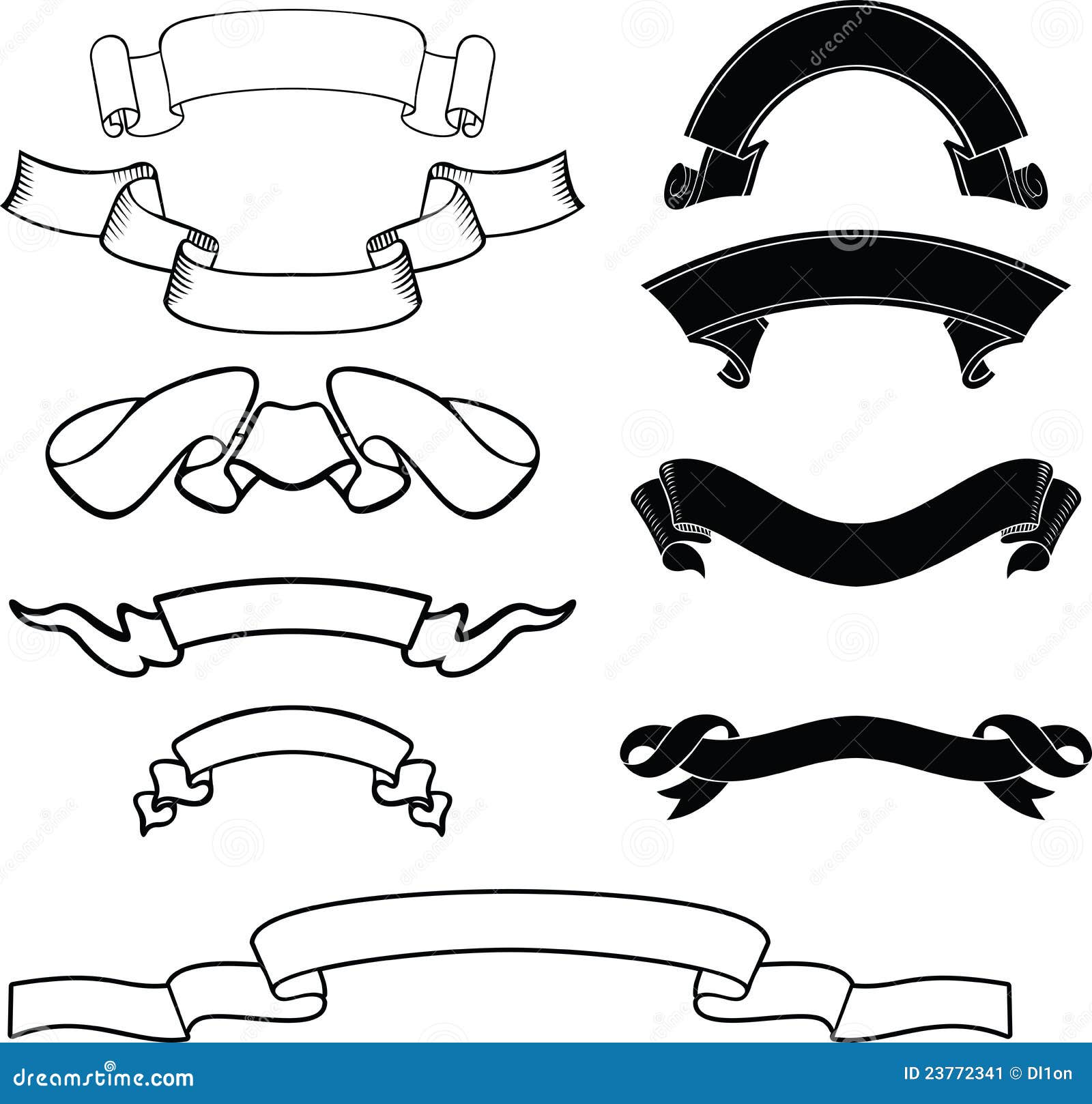 Set of One Color Vintage Ribbons Banners. Stock Vector - Illustration ...