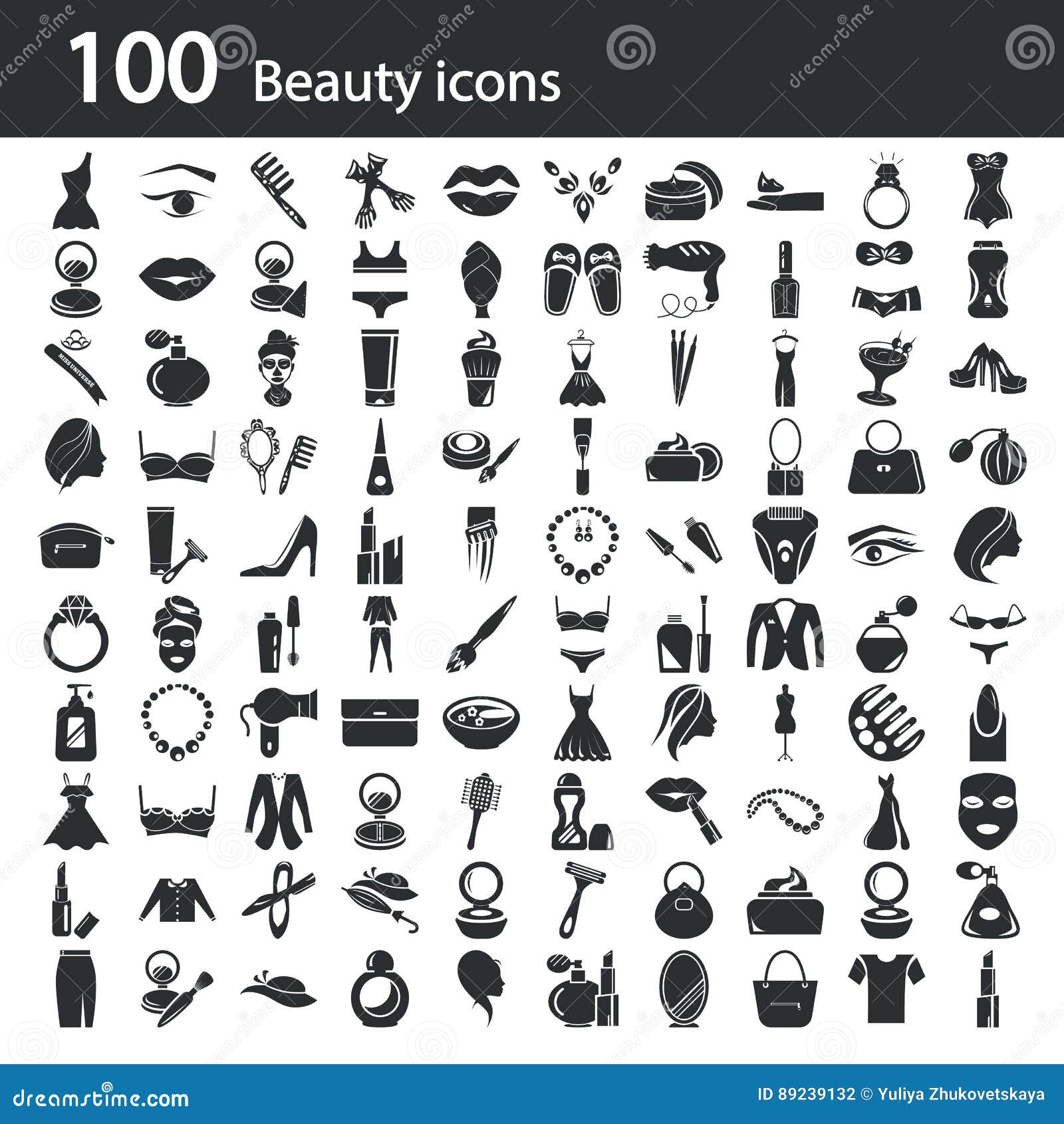 Beauty Icons, Symbols And Design Elements Vector Illustration ...